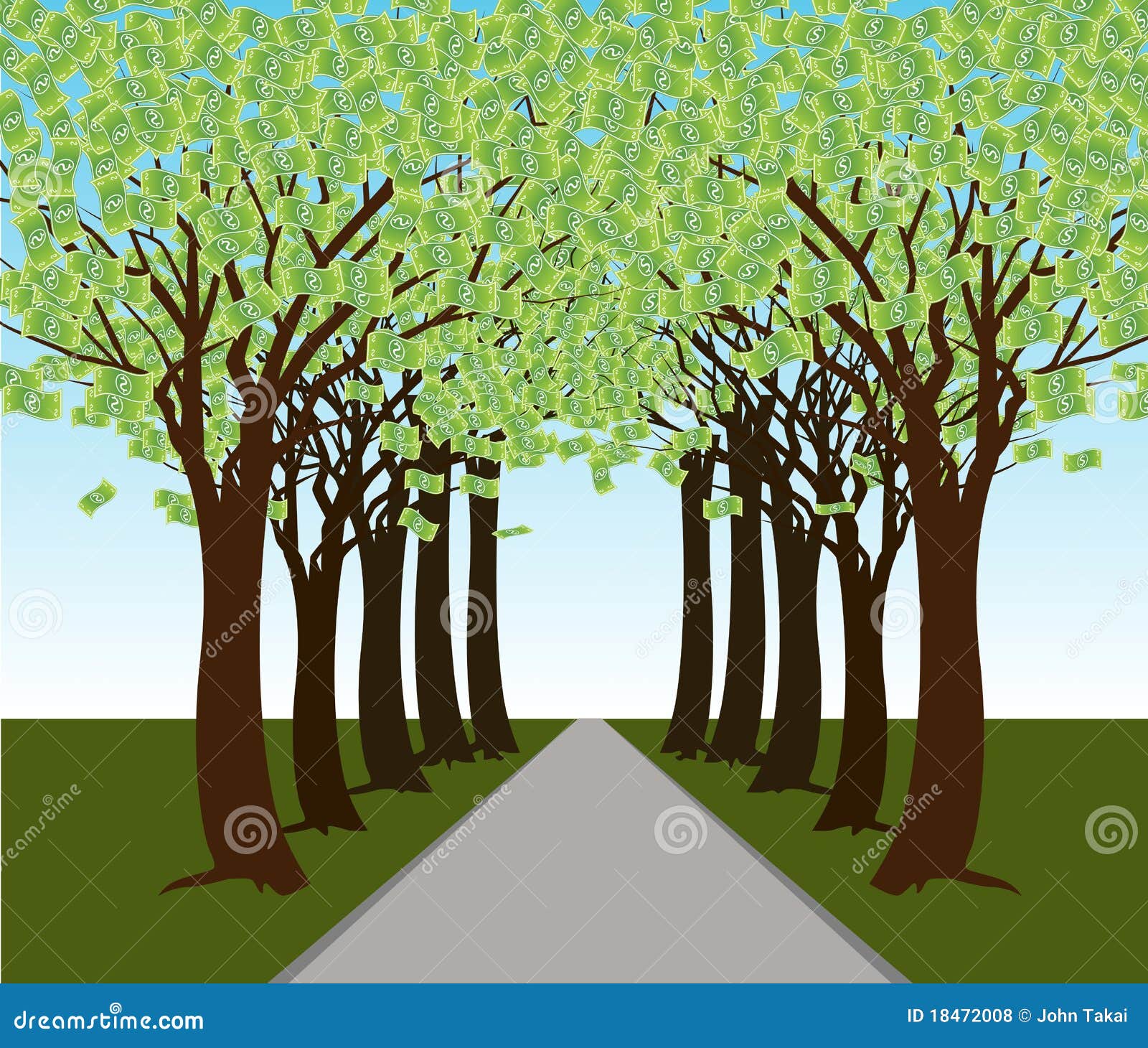 Money Tree Forest Path stock vector. Illustration of dollar - 18472008