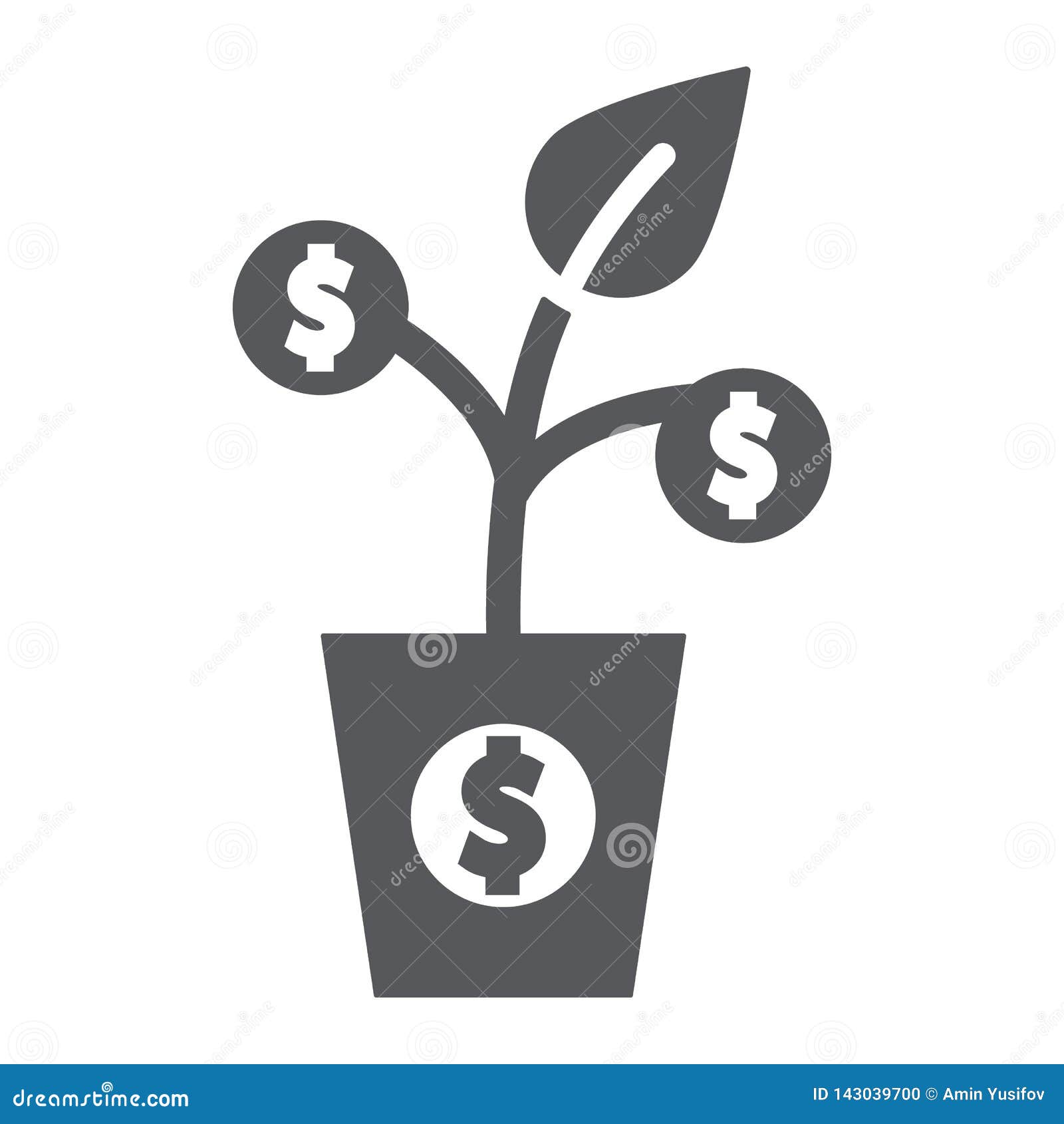 Money Tree Glyph Icon, Currency and Growth, Finance Plant Sign, Vector ...