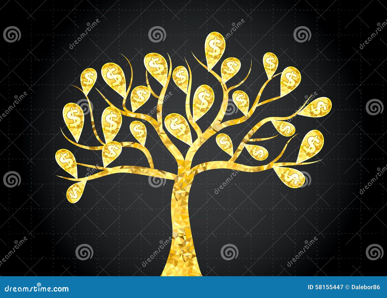Money tree stock vector. Illustration of profit, cash - 58155447