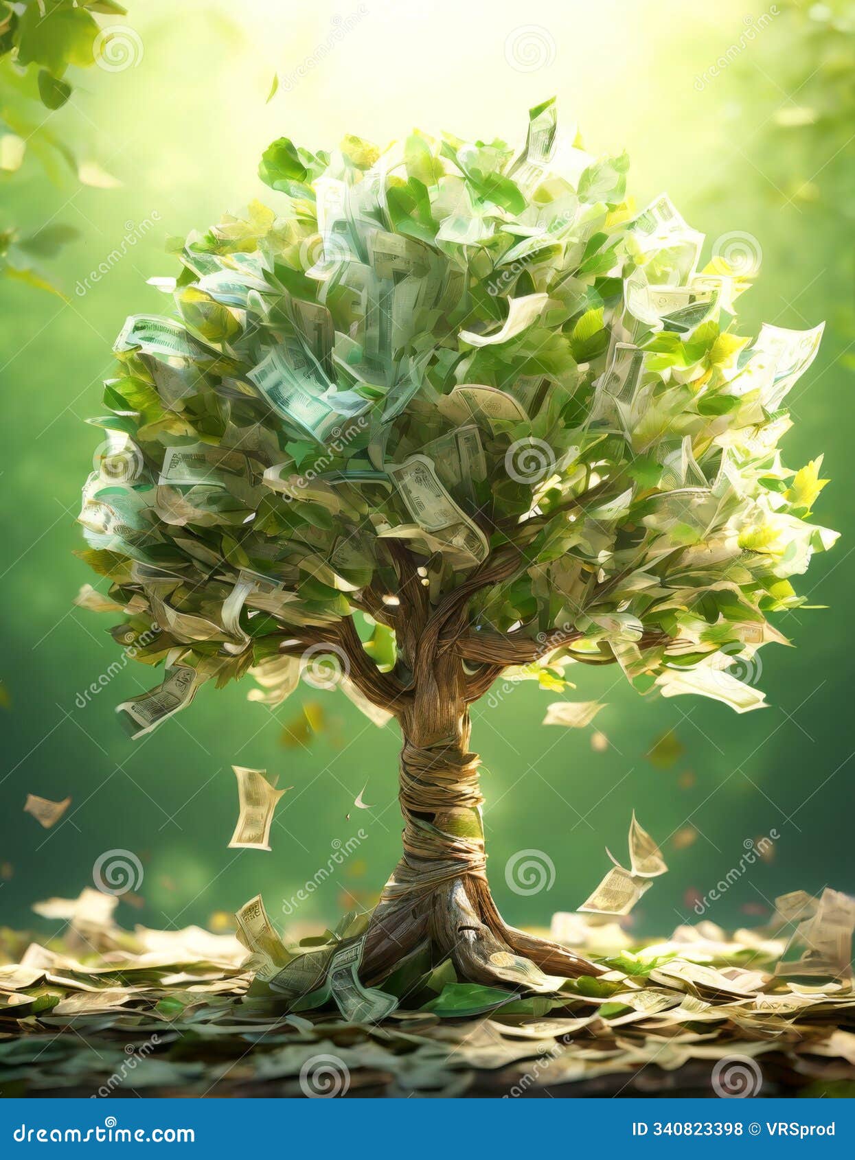 Money Tree Growing in Sunlight Symbolizing Wealth and Prosperity Stock ...
