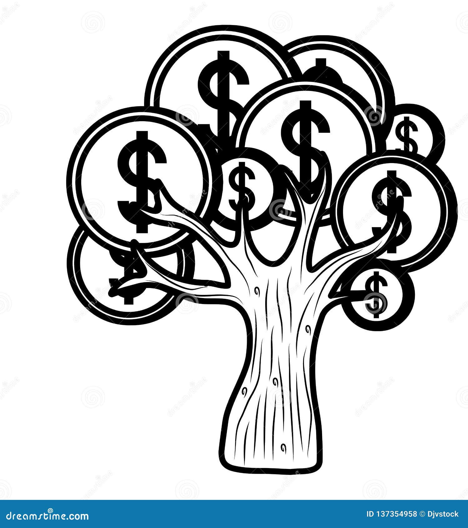 Money tree icon stock vector. Illustration of currency - 137354958