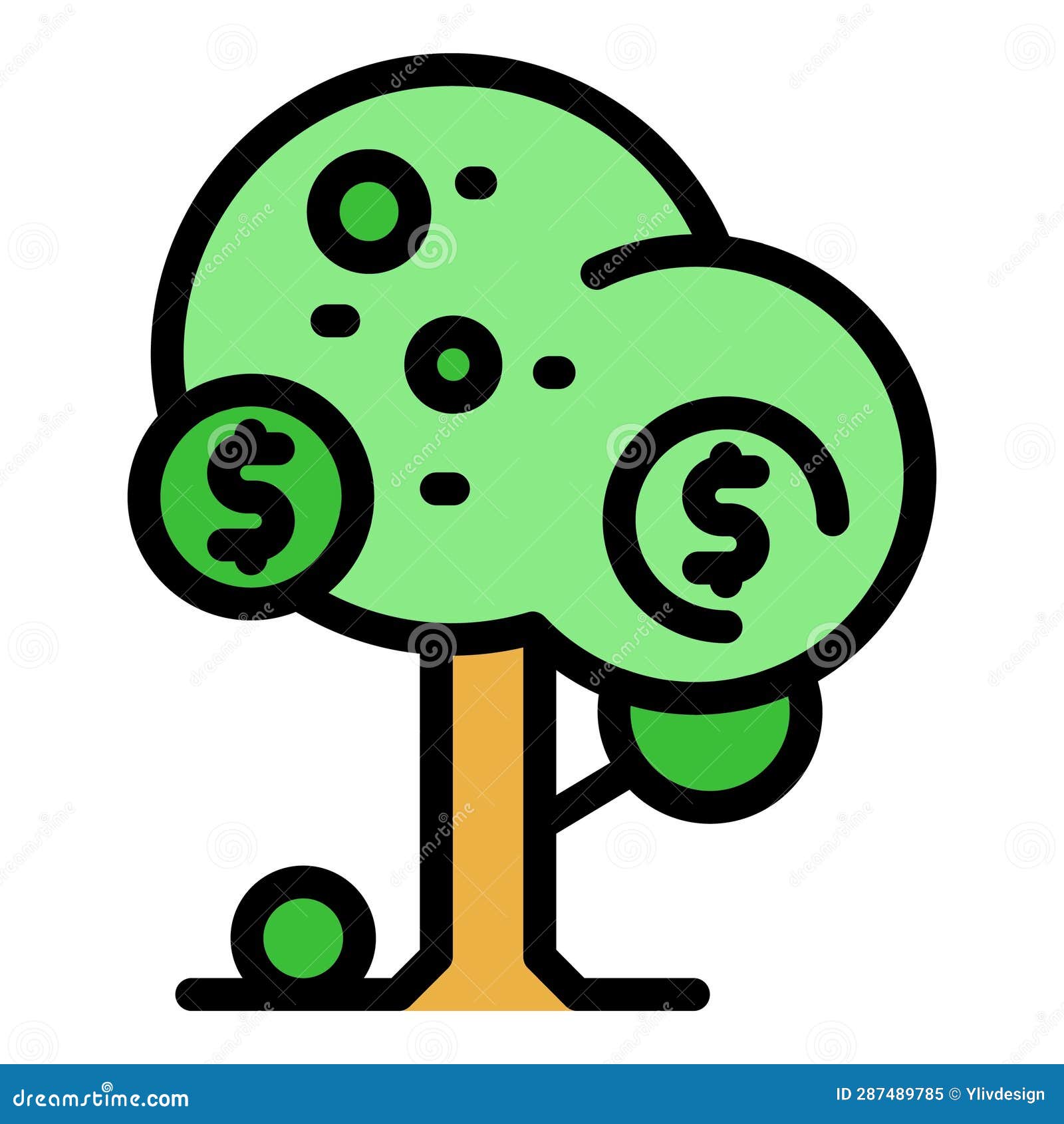 Money Tree Icon Vector Flat Stock Illustration - Illustration of ...