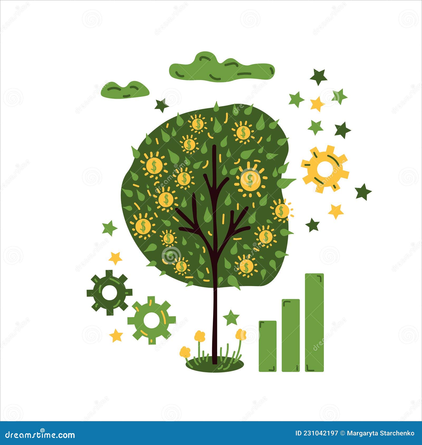 Money tree illustration stock vector. Illustration of abstract - 231042197