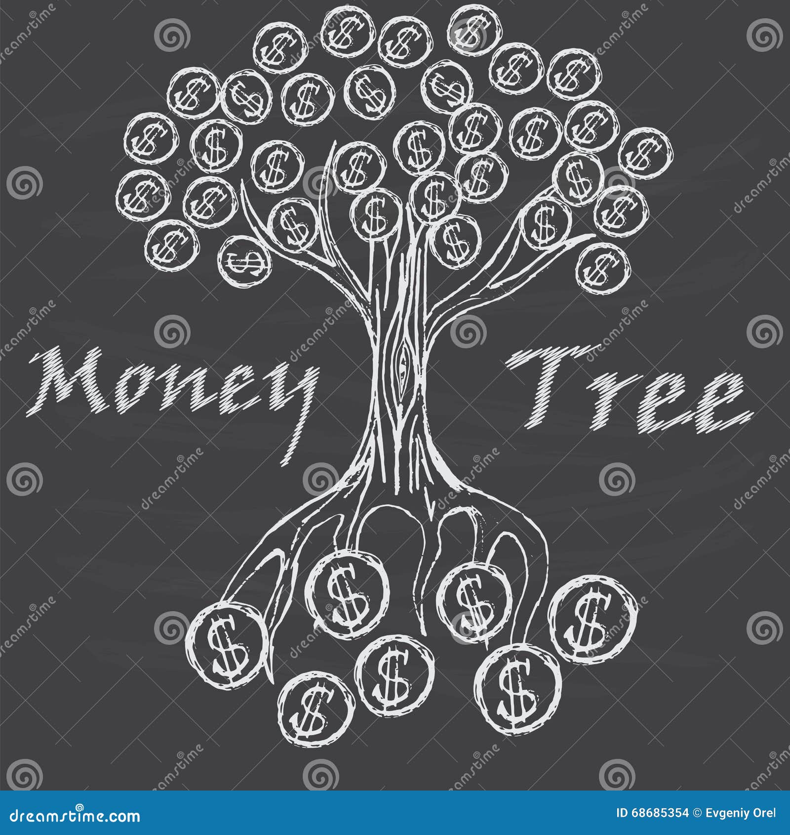 Money tree isolated stock vector. Illustration of dinero - 68685354