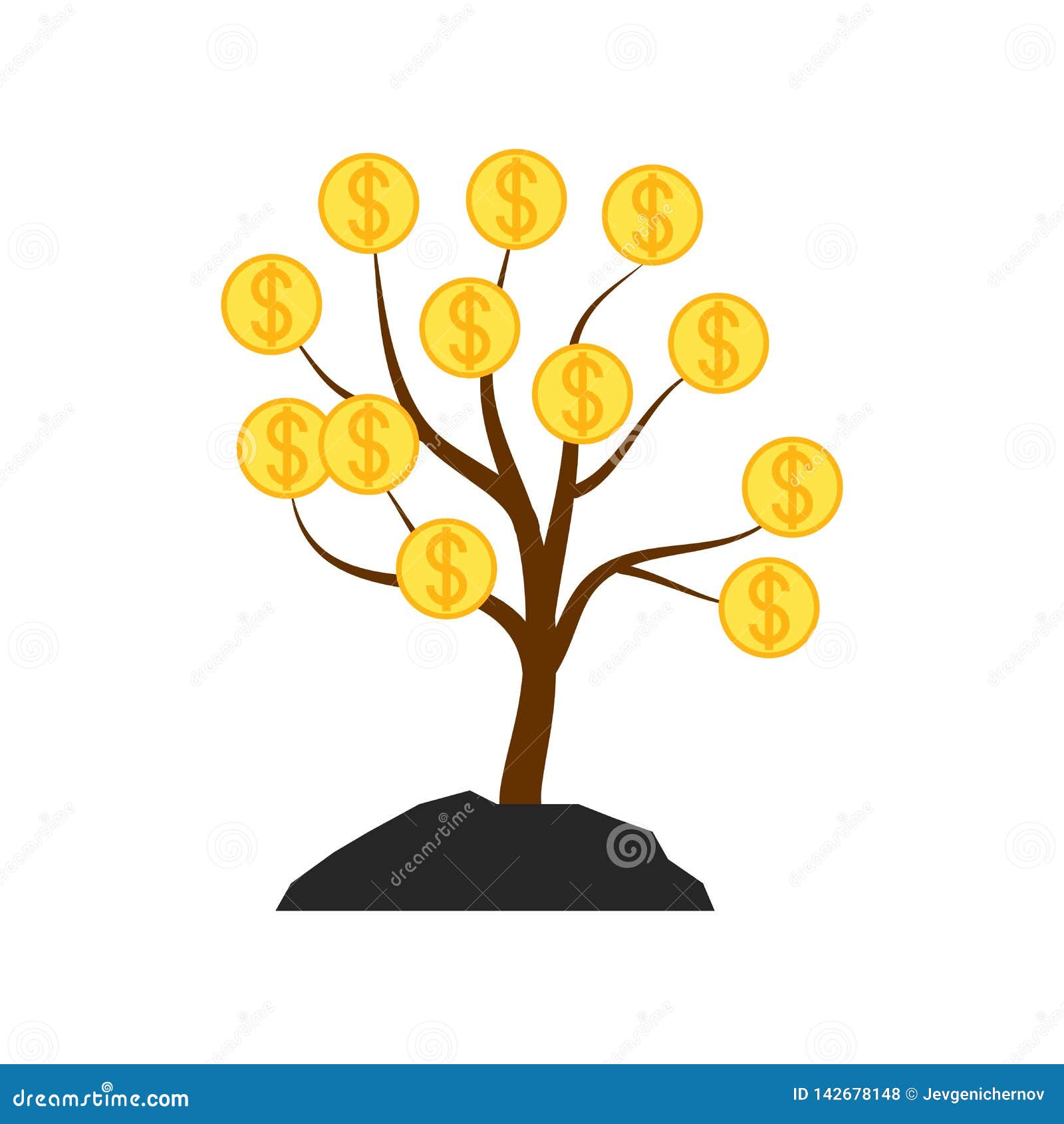 Money Tree Isolated on White Stock Vector - Illustration of branch ...