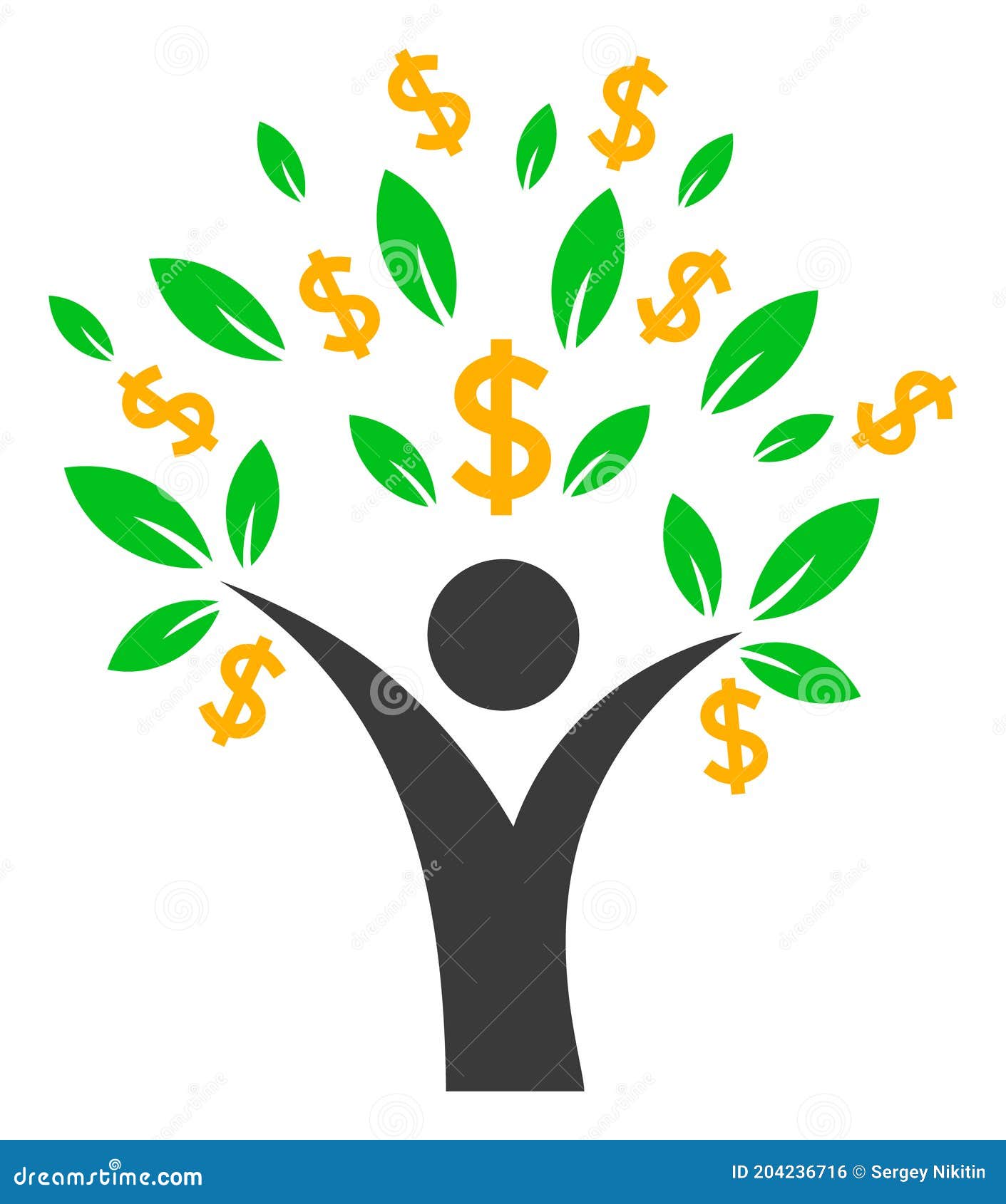 Money Tree Man Flat Icon Illustration Stock Vector - Illustration of ...