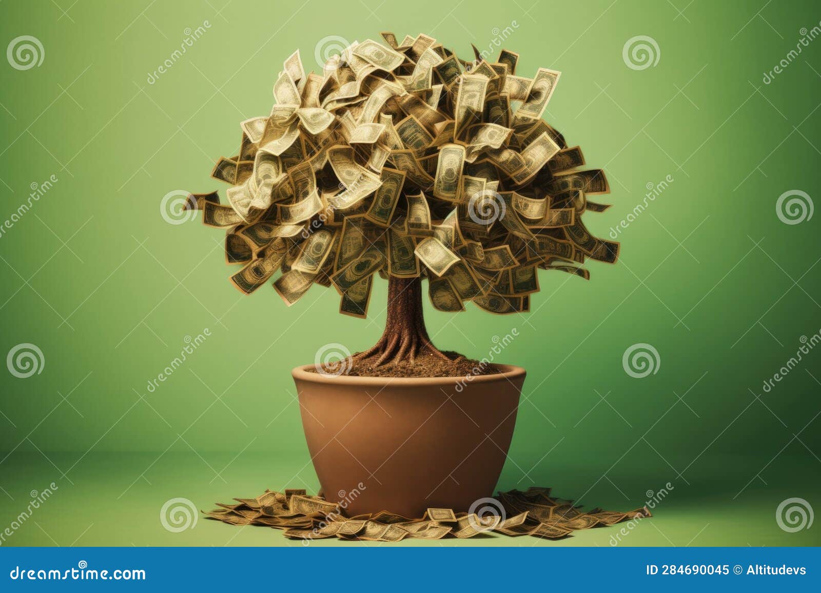 Money Tree in a Pot with Currency Soil Stock Illustration ...