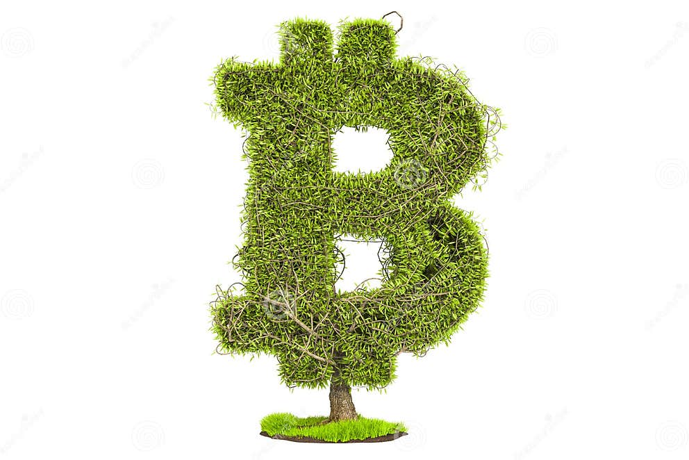 Money Tree in the Shape of Bitcoin Symbol, 3D Rendering Stock ...
