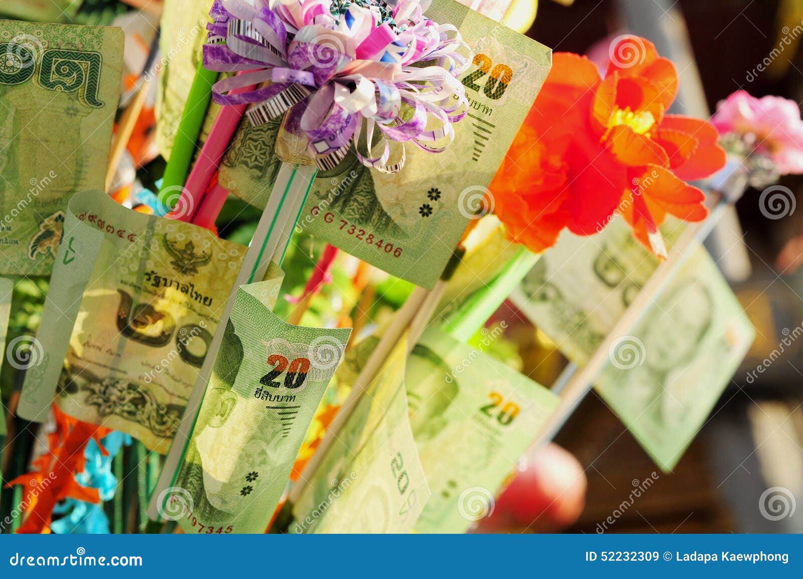Money Tree at a Traditional Buddhist Ceremony Stock Image - Image of ...