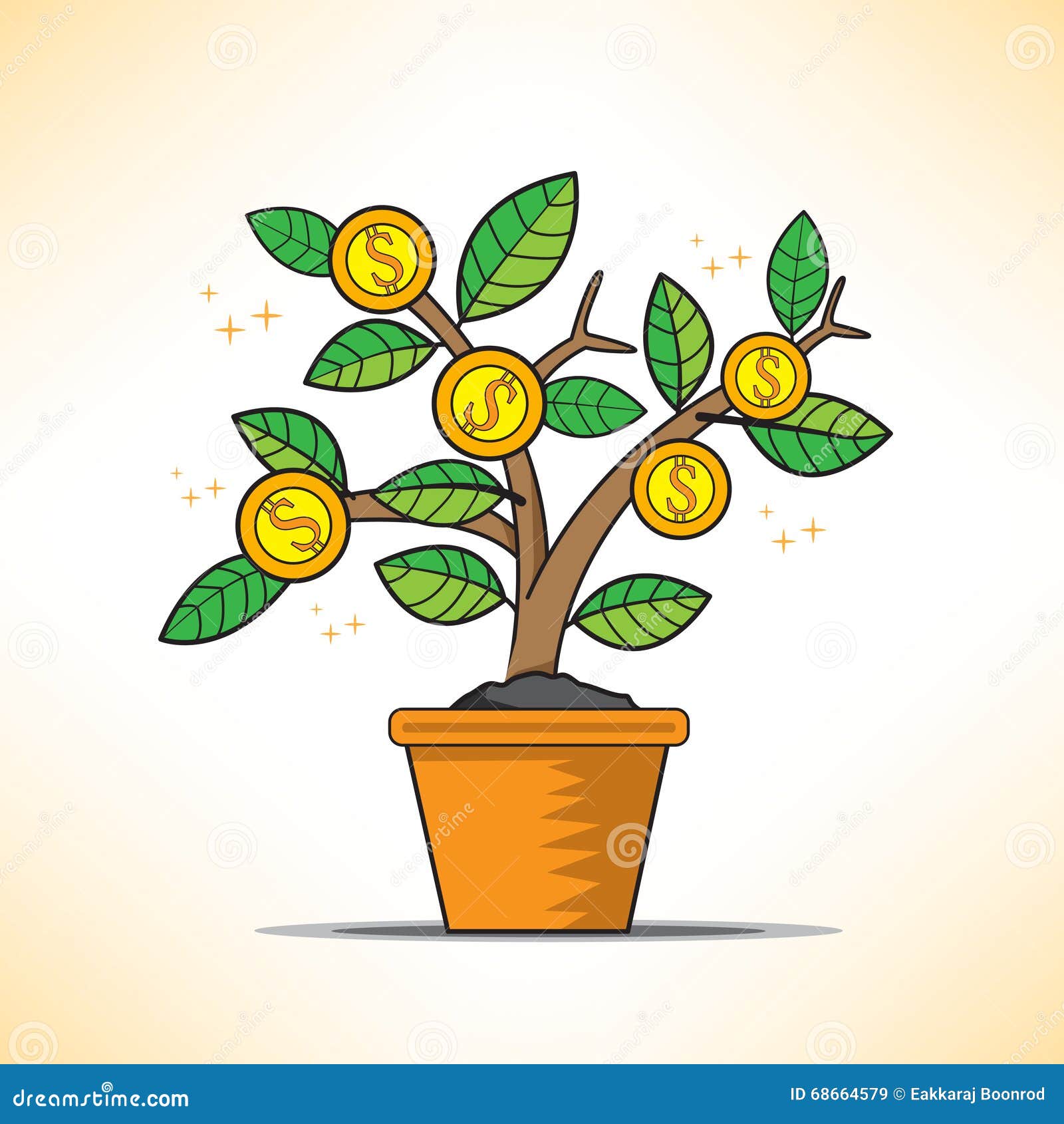 Money tree vector grow stock vector. Illustration of abstract - 68664579