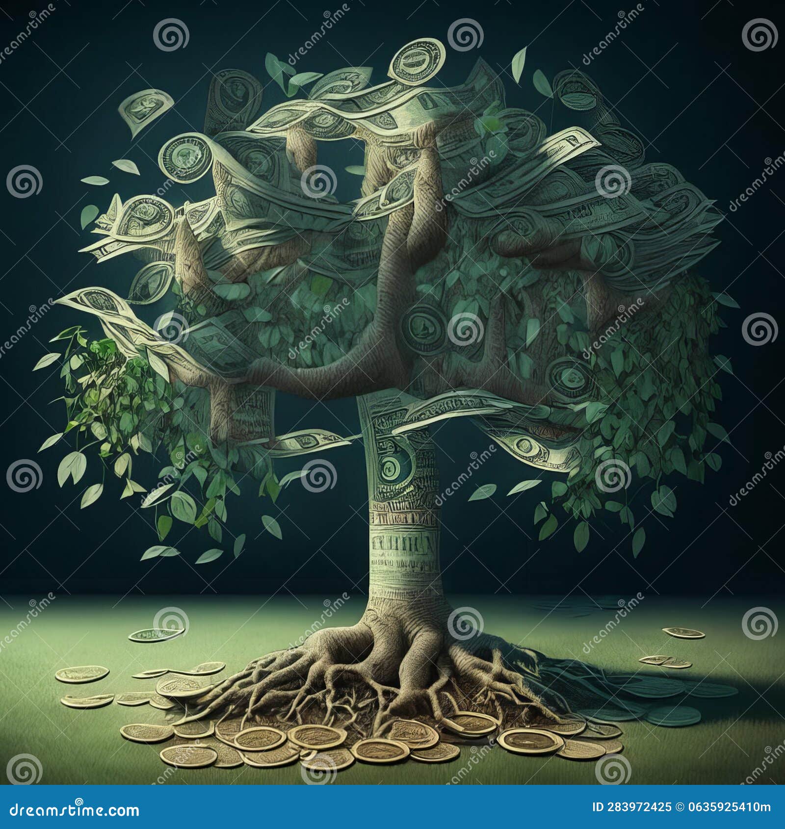 Money Tree. Tree Where the Money is on the Branches Stock Illustration ...