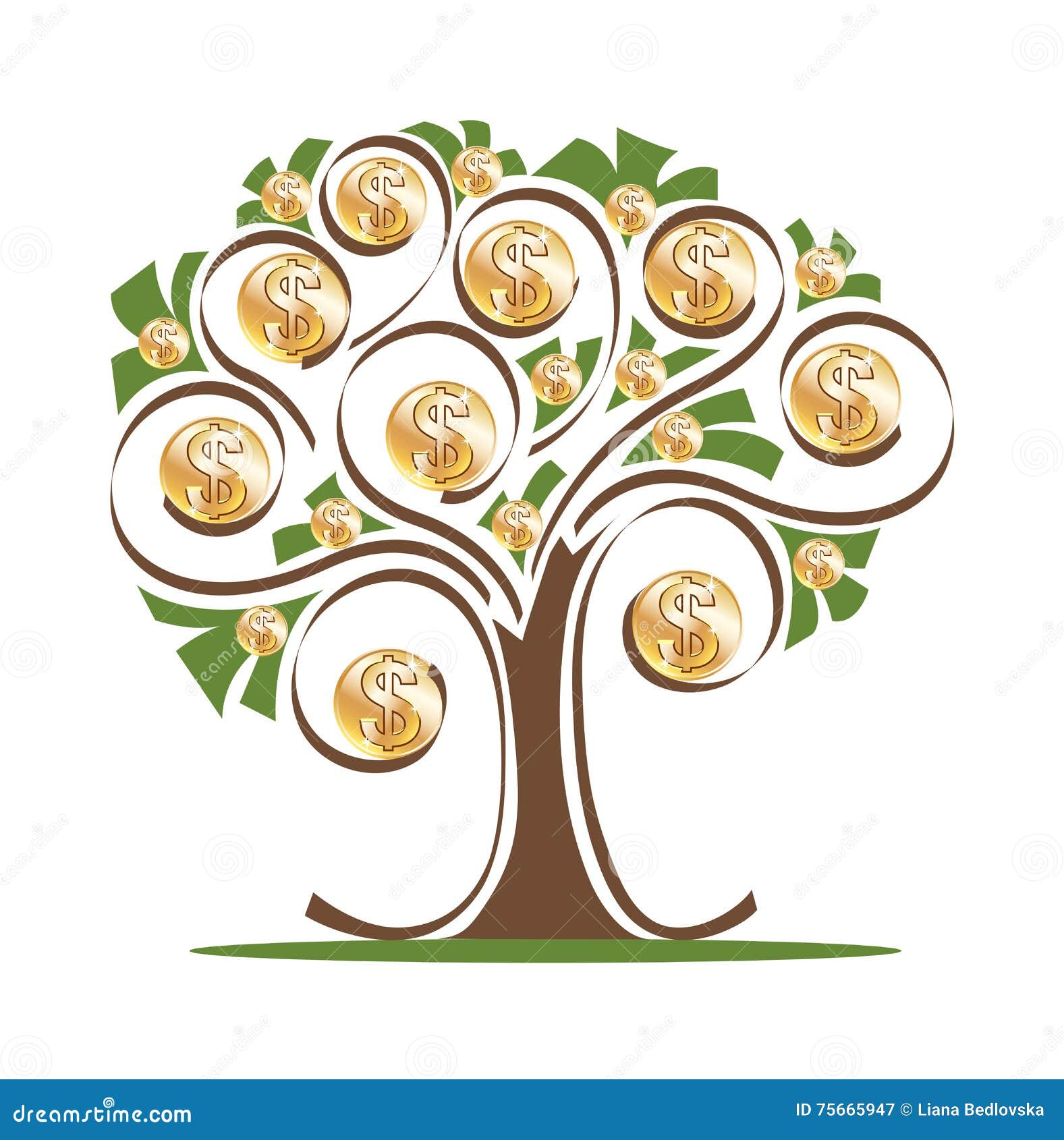 Money Tree stock vector. Illustration of graphic, shiny - 75665947