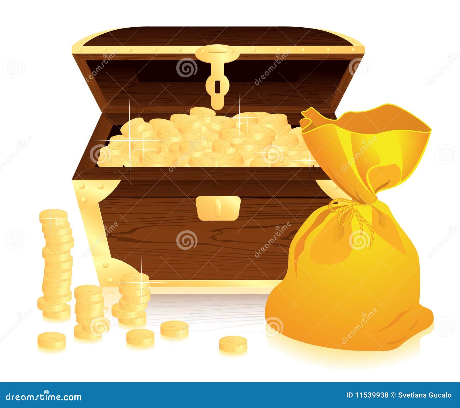Money trunk and moneybag stock vector. Illustration of moneybag - 11539938
