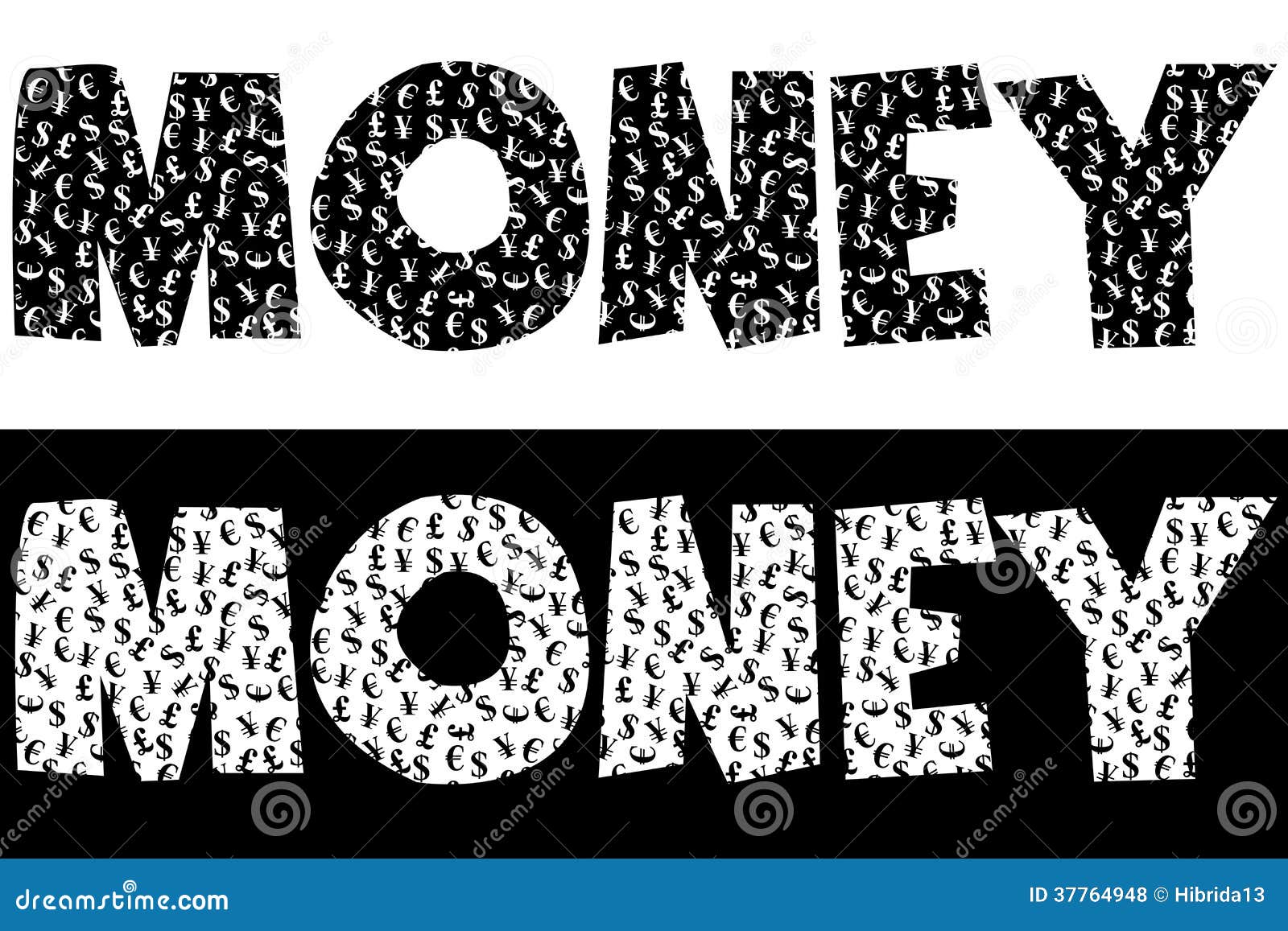 Money Typography Made of Currency Symbols Stock Illustration ...