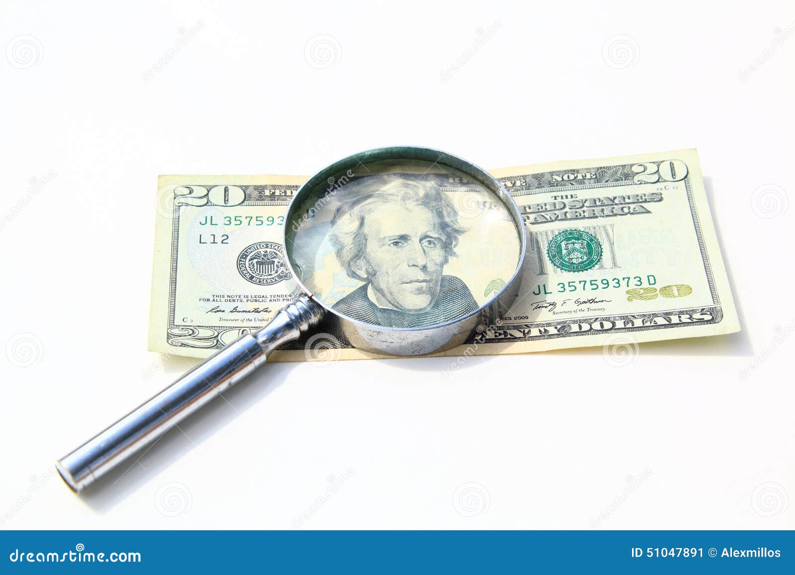 Money Under Magnify Glass Isolated Stock Image - Image of bills, metal ...