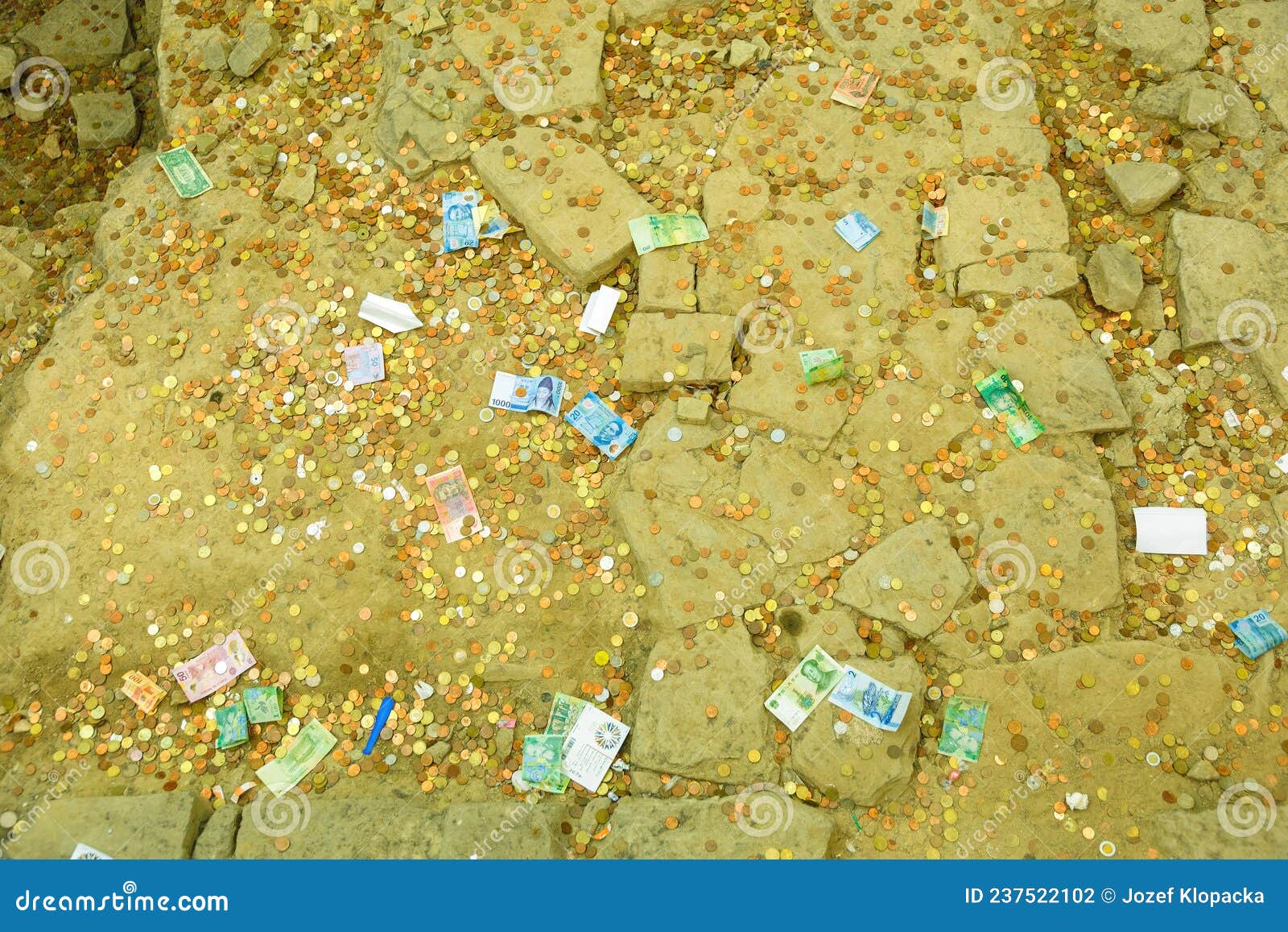 Money V Pit, Money on Rock. Stock Photo - Image of business, coins ...