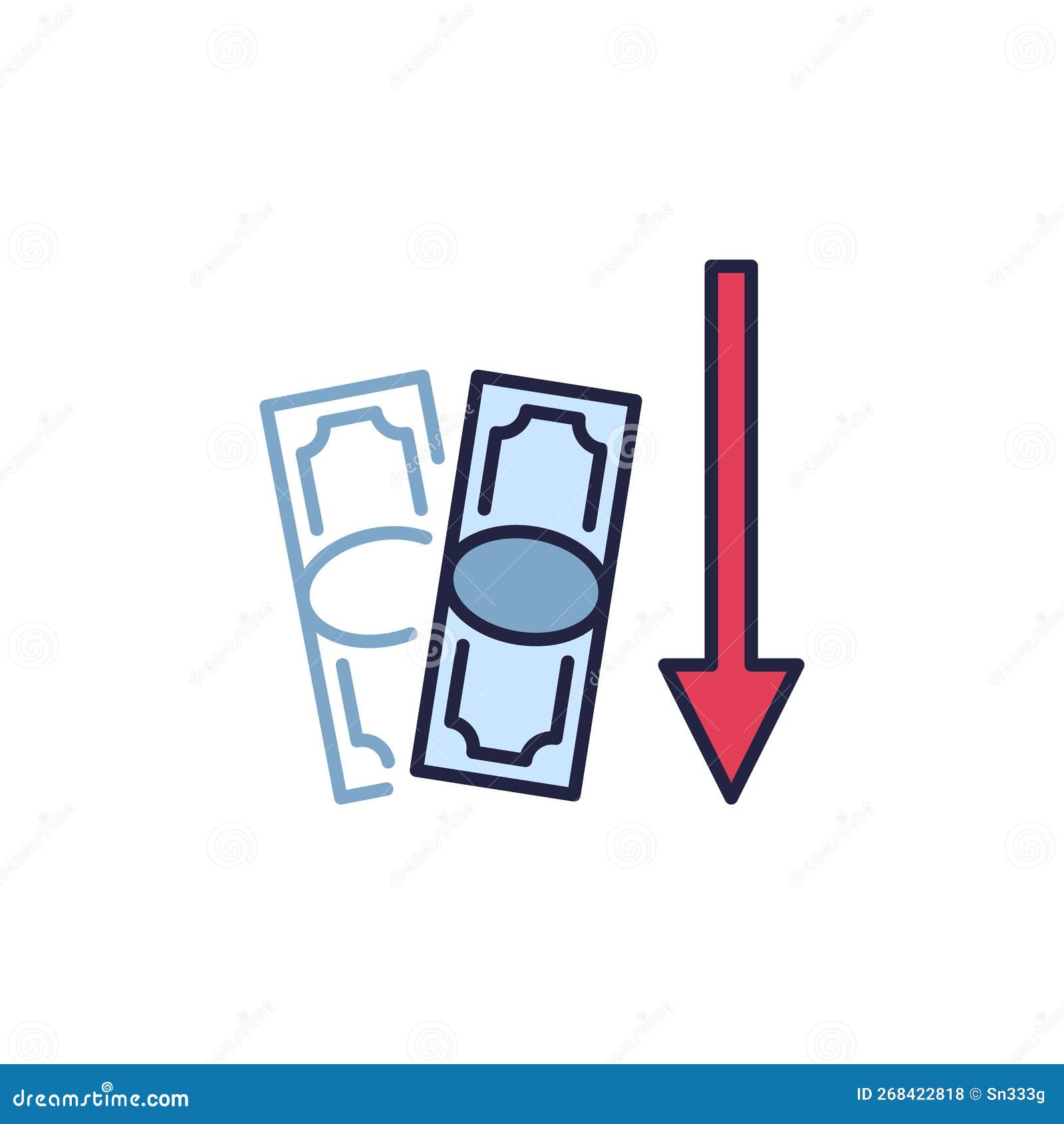 Money Value Down Vector Devaluation Concept Colored Icon or Sign Stock ...