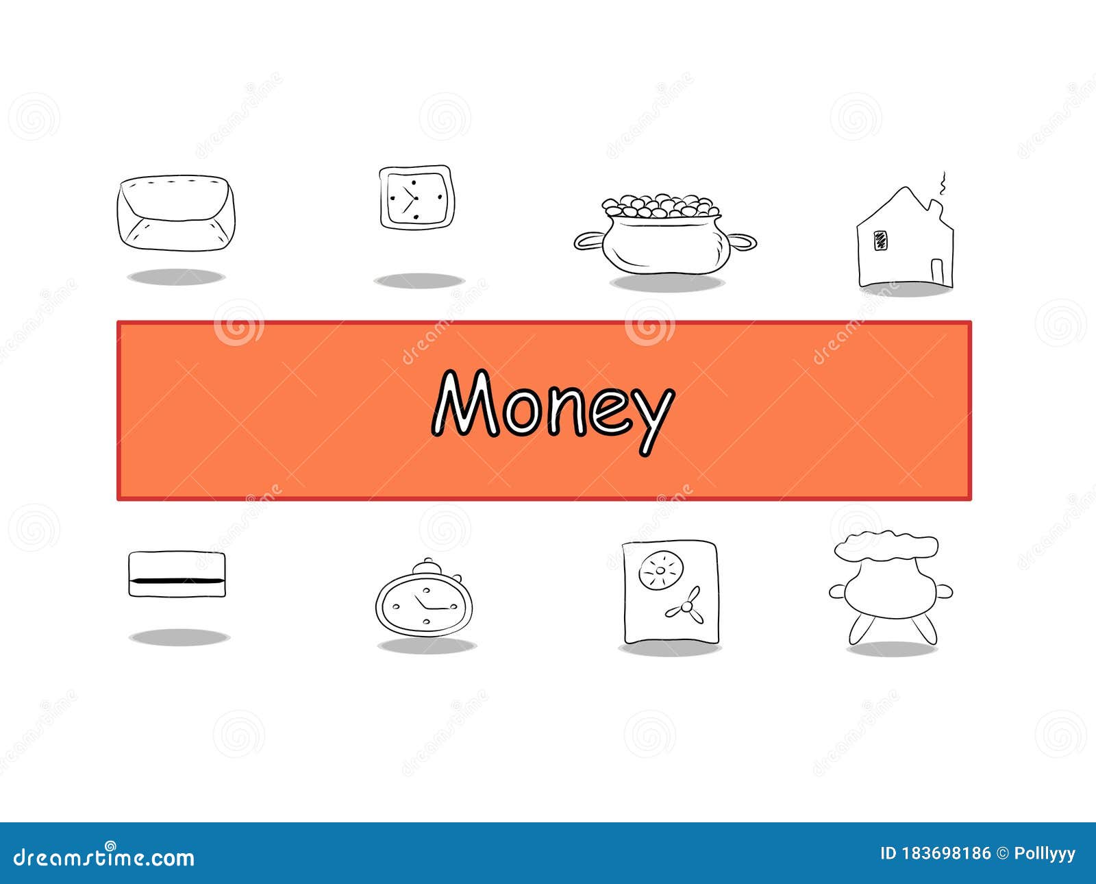Money Vector Icon Set. Thin Simple Collection Illustration Black Stock ...