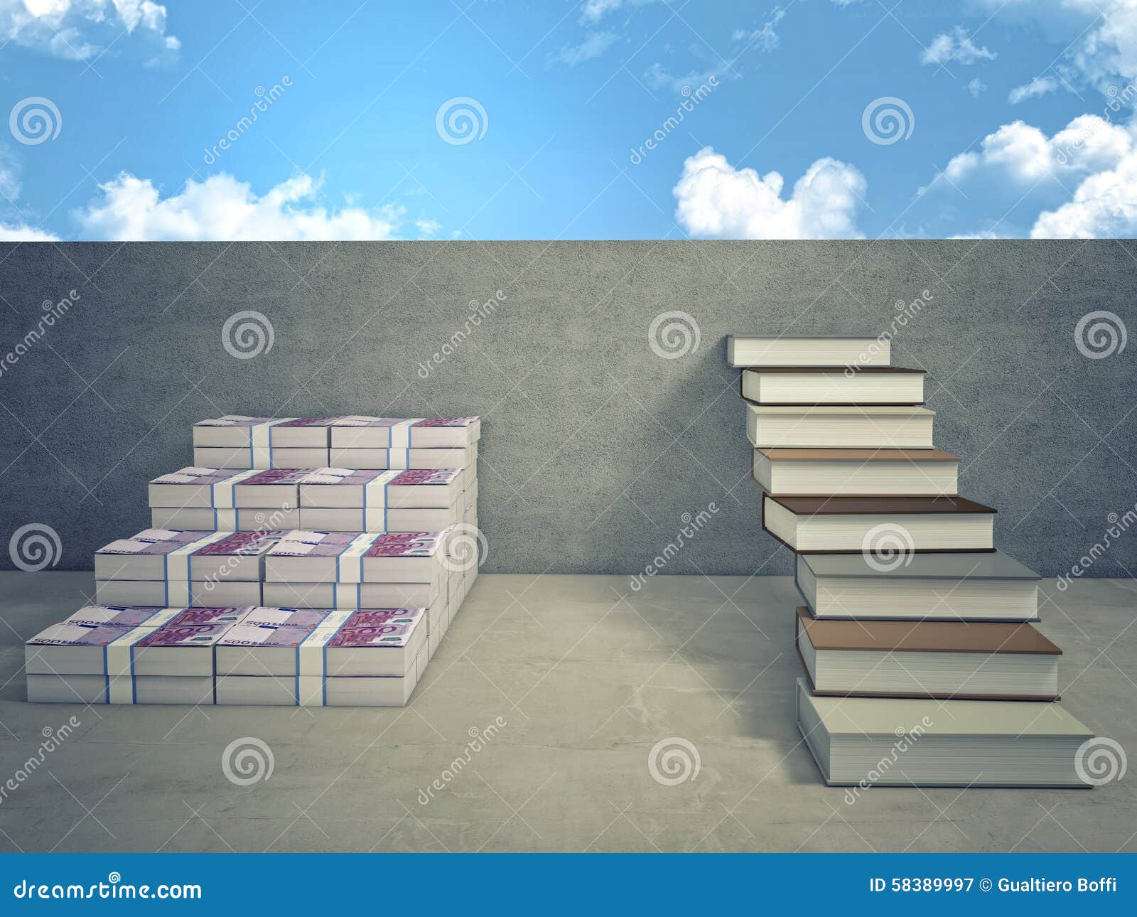 Money vs book stock image. Image of improve, dollar, stair - 58389997