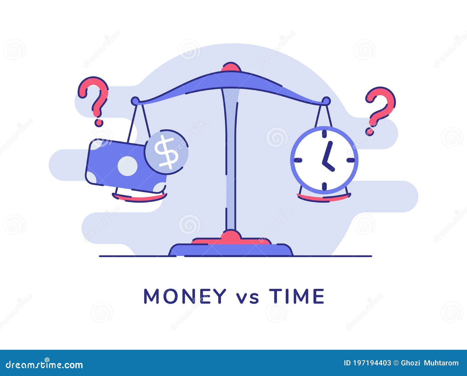 Money Vs Time Money Dollar Clock on Scale with Flat Outline Style Stock ...