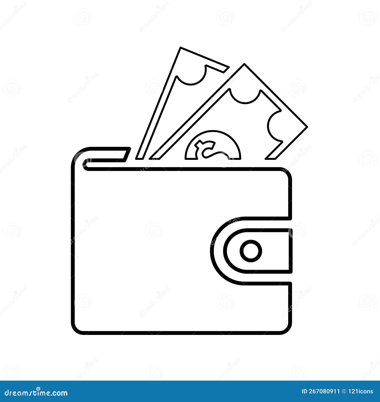 Money, Wallet Outline Icon. Line Art Vector Stock Illustration ...