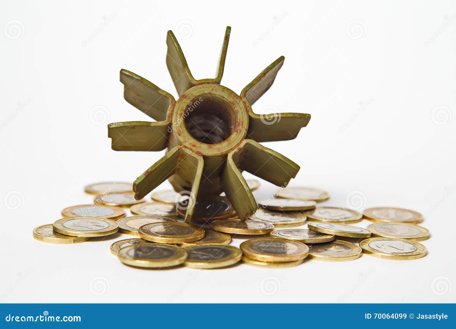 Money for War Concept, Exploded Artillery and Coins Stock Image - Image ...