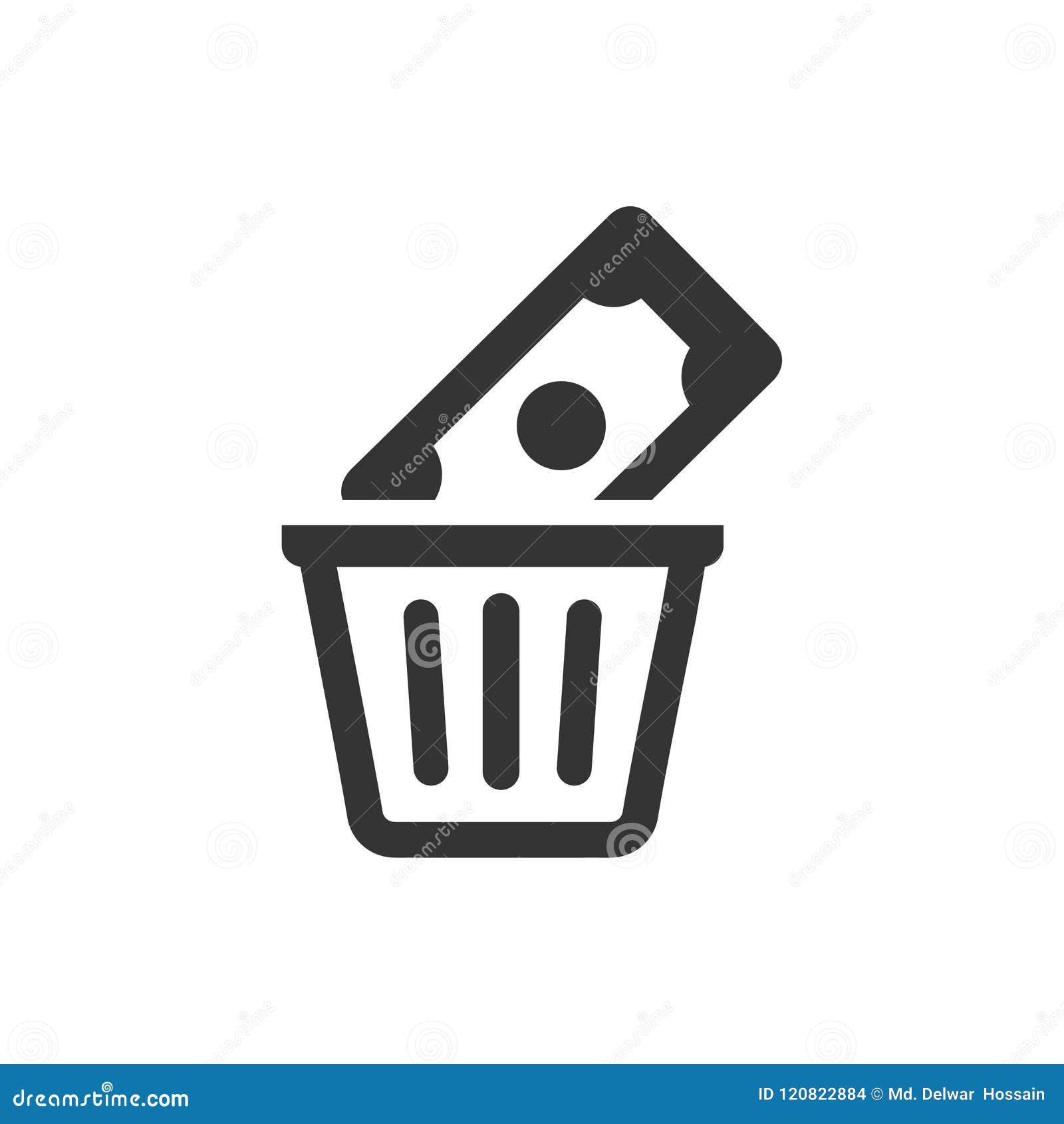 Money Waste Icon stock vector. Illustration of loss - 120822884