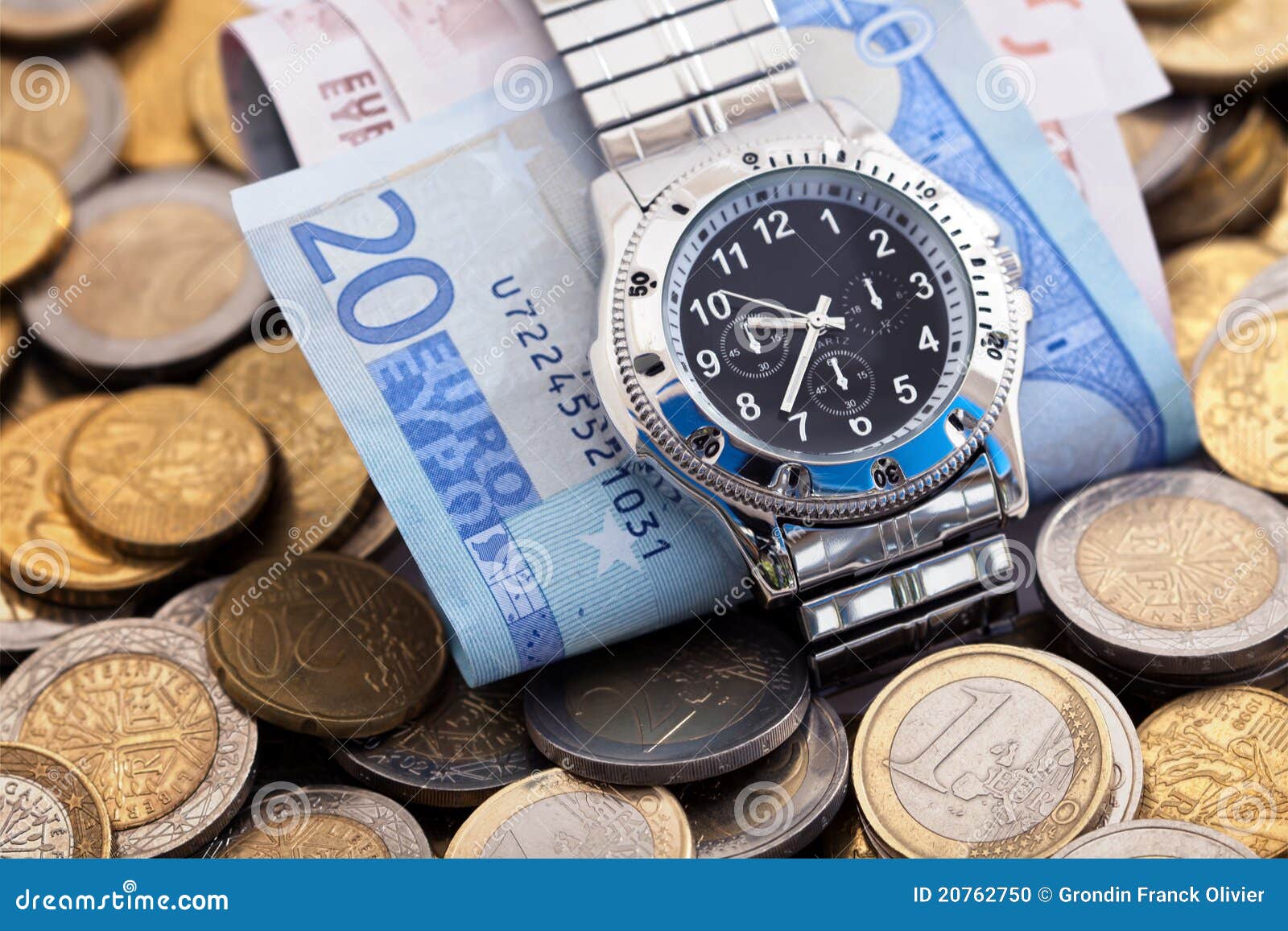 Money and watch stock photo. Image of paper, value, money - 20762750