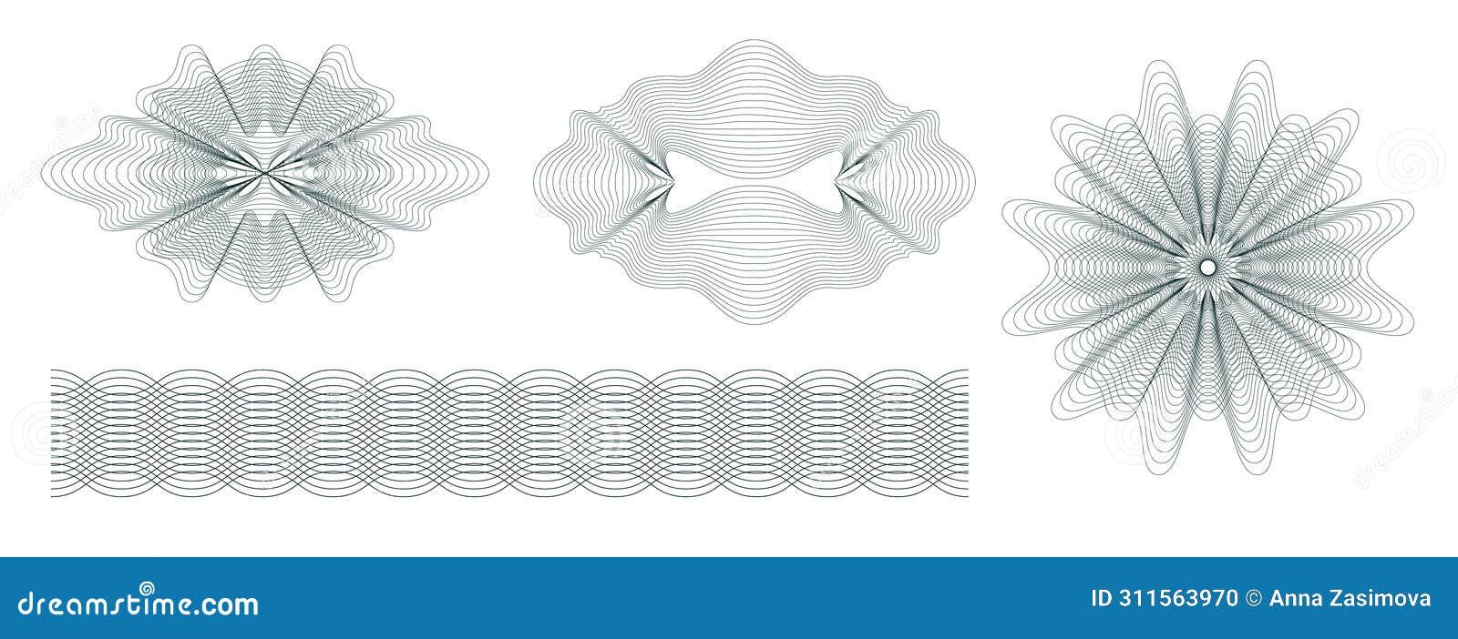 Money Watermark. Geometric Round, Spiral and Secure Guilloches Stock ...