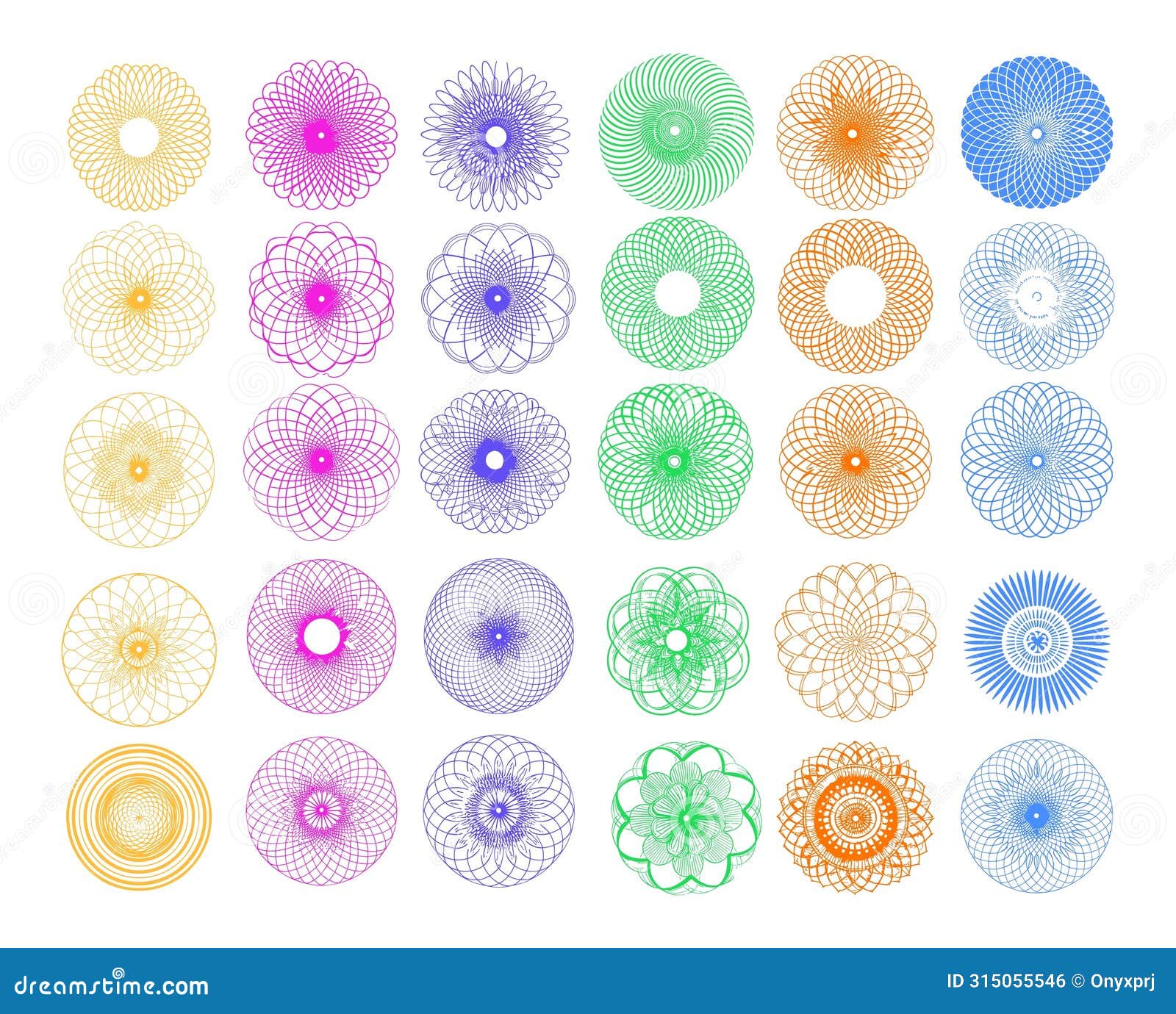 Money Watermarks Vector Set. Geometric Circles Ovals Authenticity ...