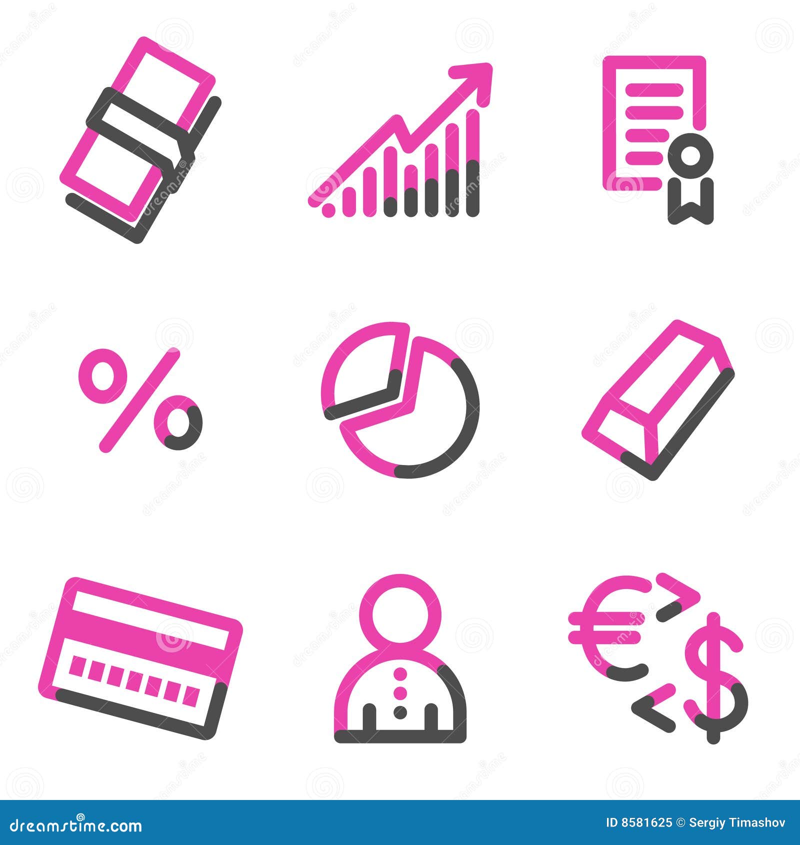 Money Web Icons, Pink Contour Series Stock Illustration - Illustration ...