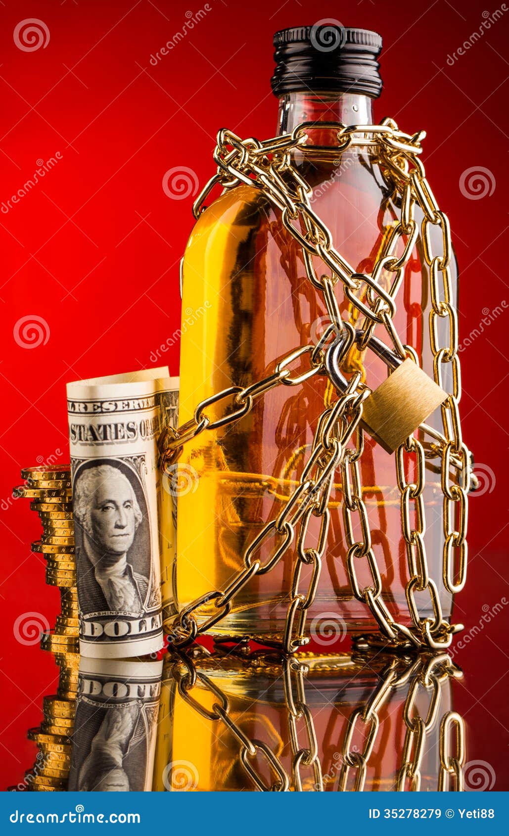 Money and whisky bottle stock image. Image of beverage - 35278279