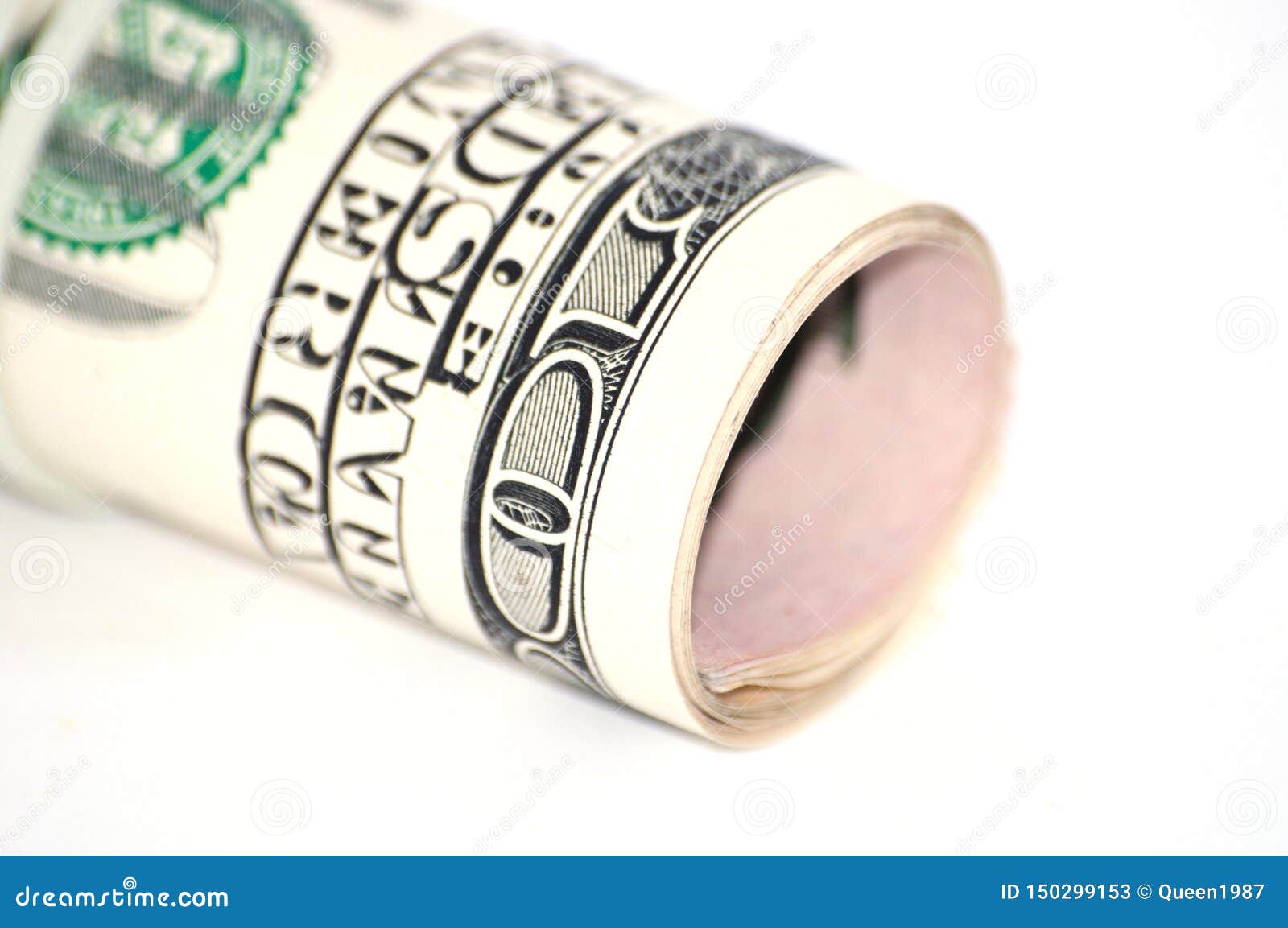 Money On White Background Close Up Of Dollars Rolled Up Stock Image ...