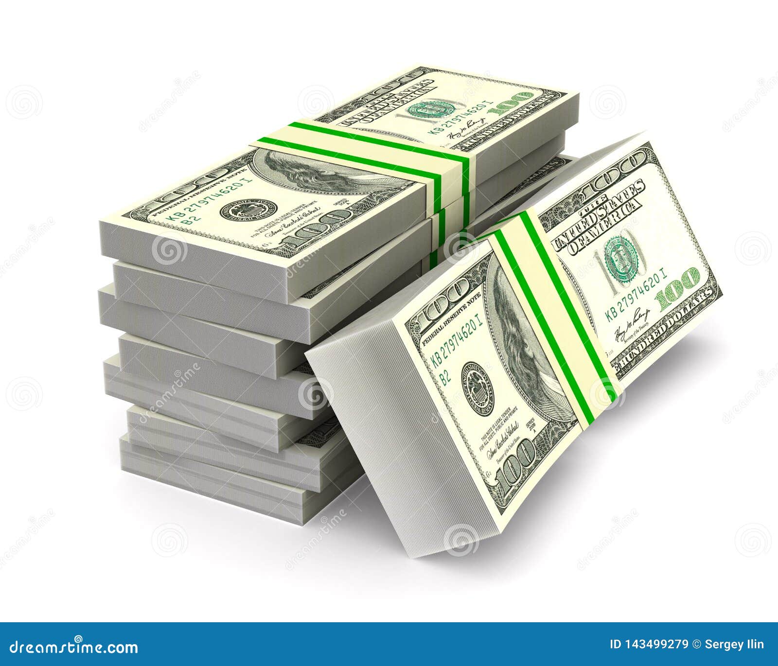 Money on White Background. Isolated 3D Illustration Stock Illustration ...