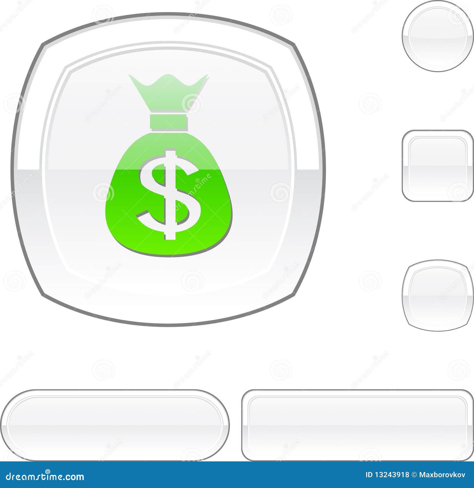 Money white button. stock vector. Illustration of shiny - 13243918