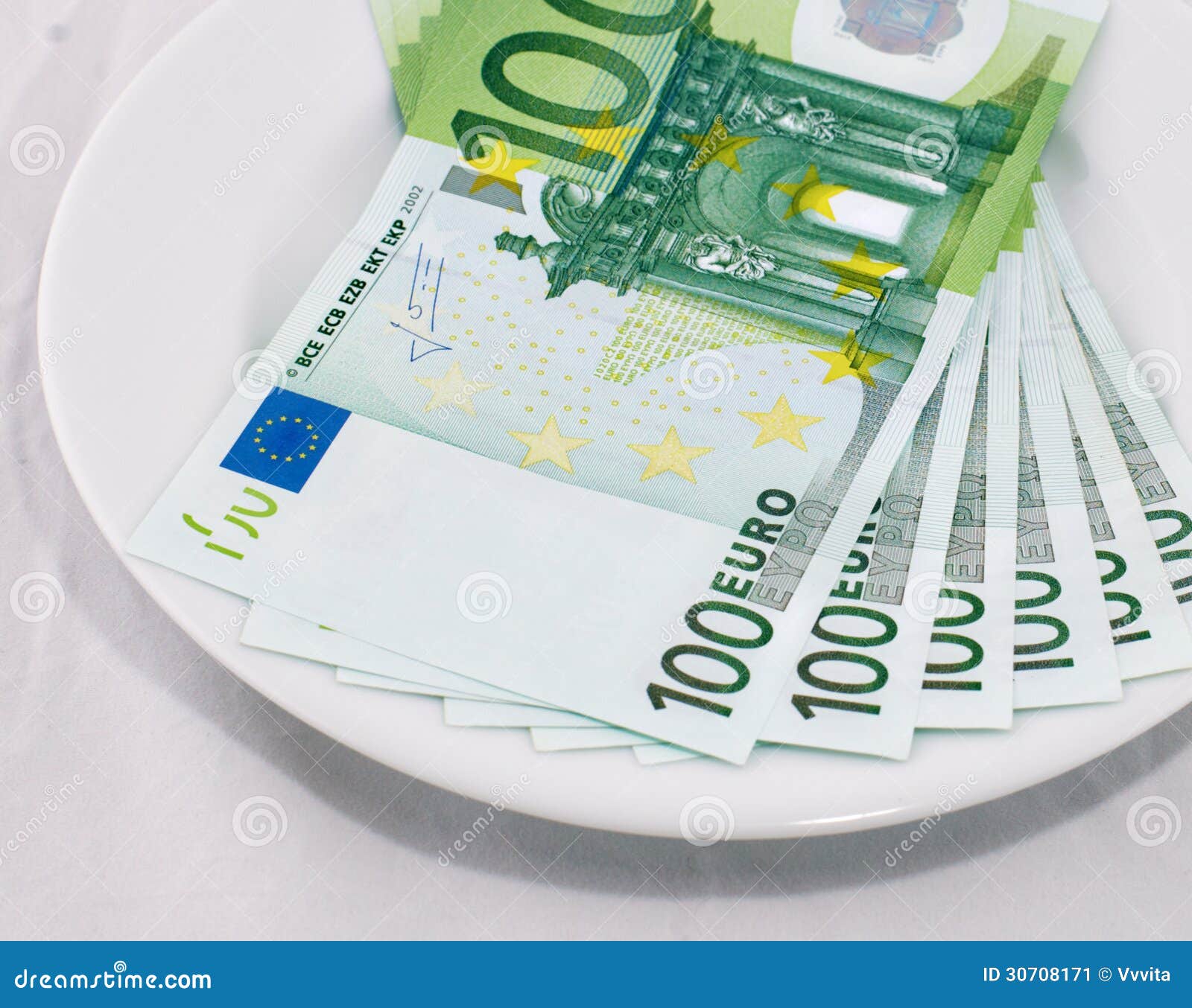Money on a white plate stock image. Image of euro, cash - 30708171