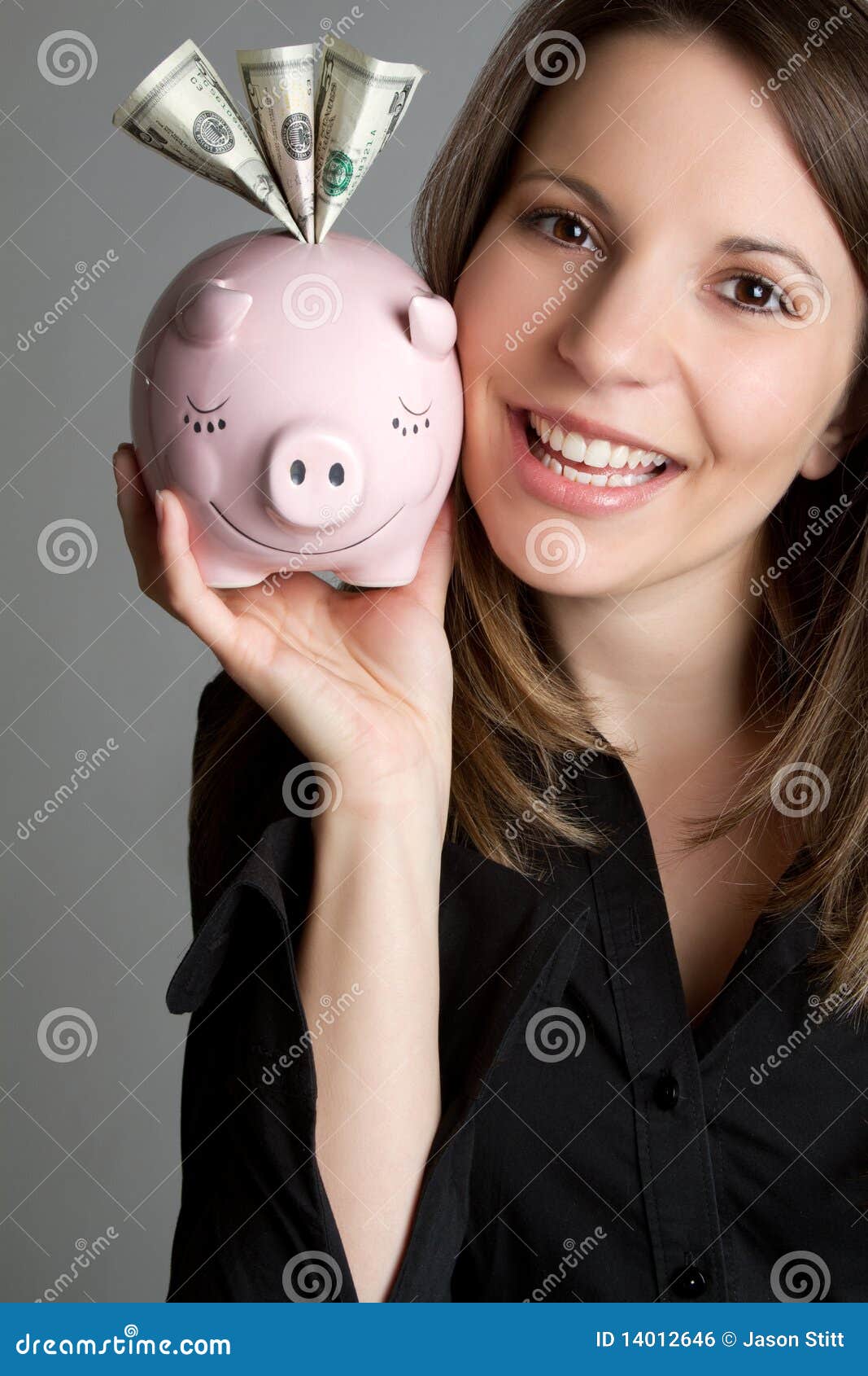 Money Woman stock photo. Image of joyful, brunette, girl - 14012646