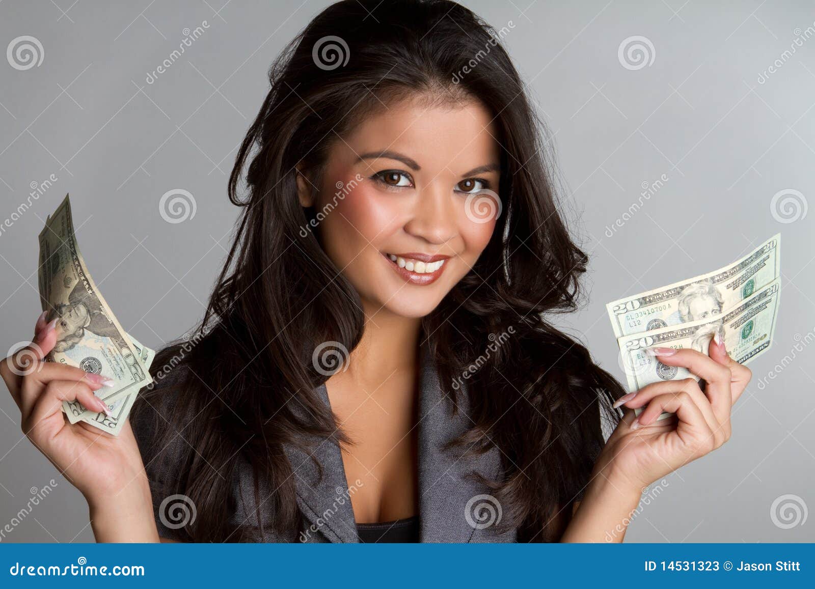 Money Woman stock image. Image of female, face, hands - 14531323