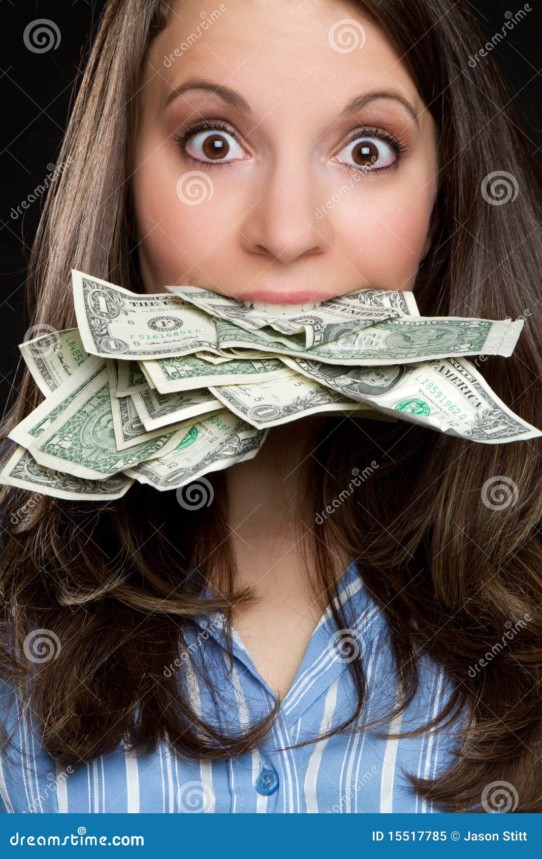 Money Woman stock image. Image of dollar, beauty, biting - 15517785