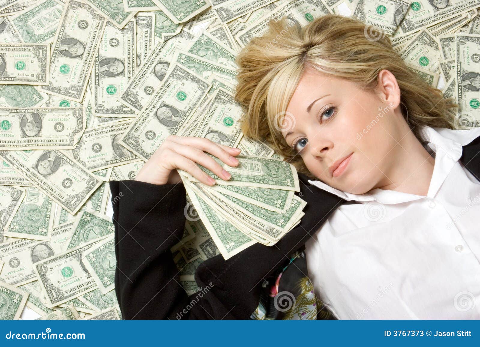 Money Woman stock image. Image of laying, happy, beautiful - 3767373