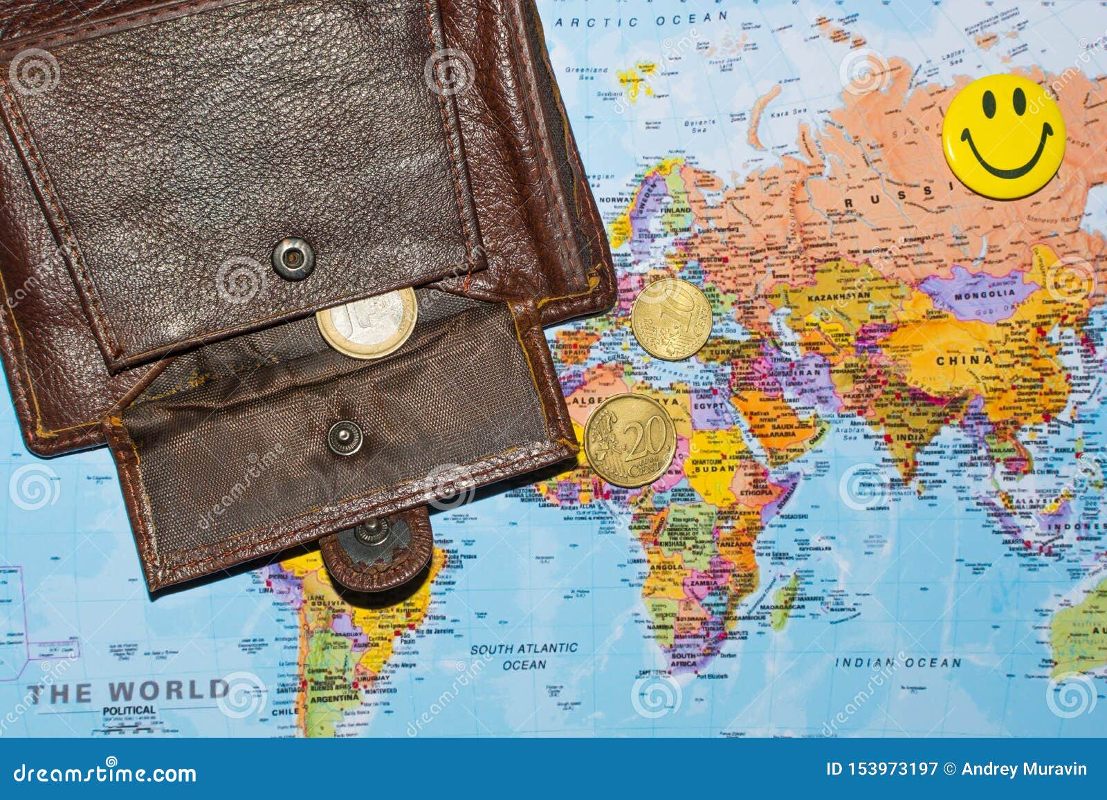 Money on the world map 3 stock image. Image of coin - 153973197