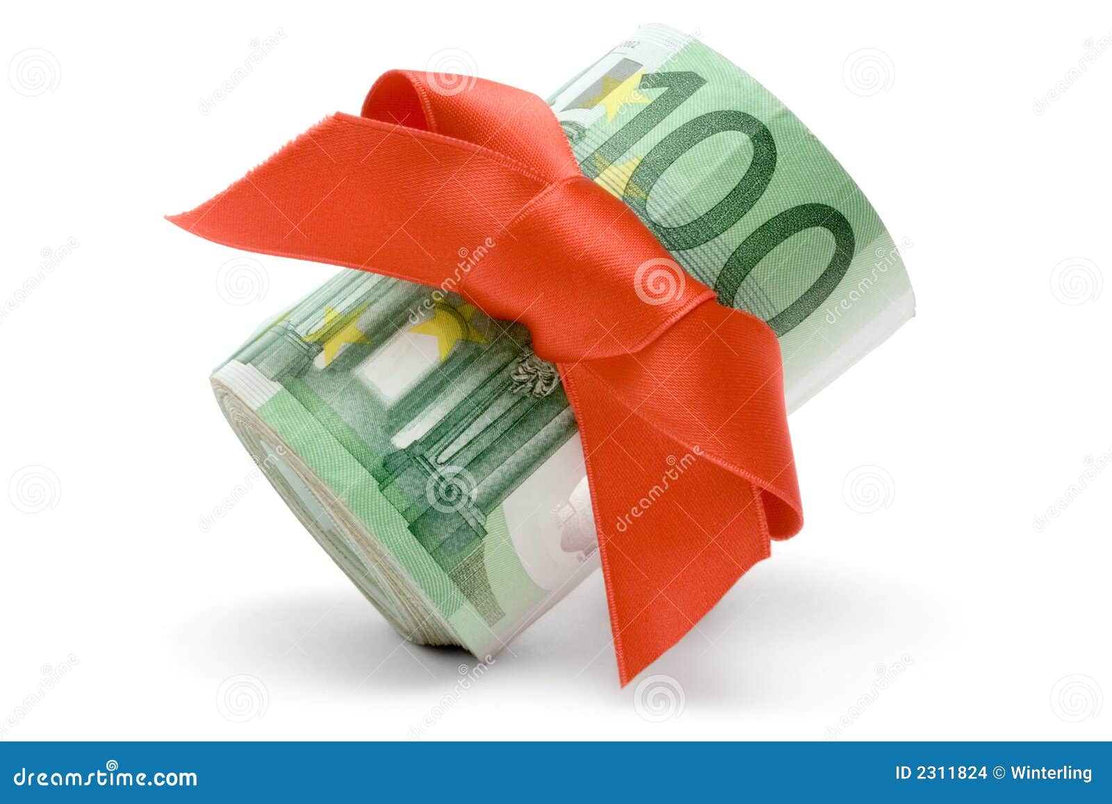 Money Wrapped in Red Ribbon Stock Photo - Image of gift, concept: 2311824