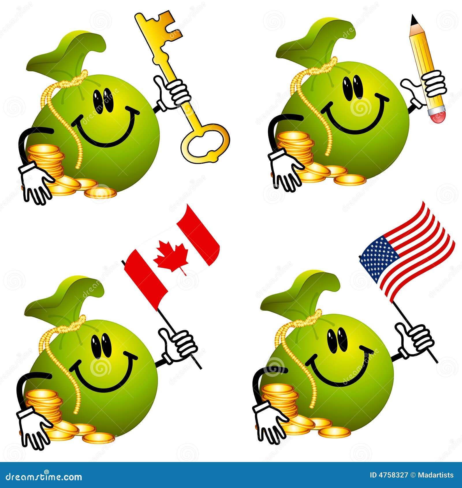 Canadian Coins Cartoon Stock Illustrations – 6 Canadian Coins Cartoon ...