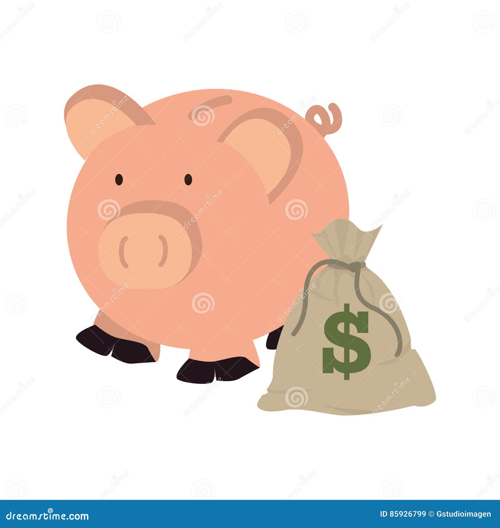 Moneybox in Shape of Pig with Bag and Dollar Symbol Stock Vector ...