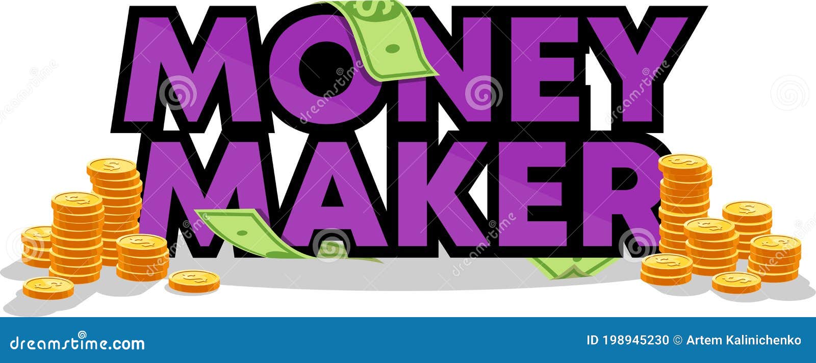 Purple Logo Money Maker with Coins and Dollars Stock Vector ...