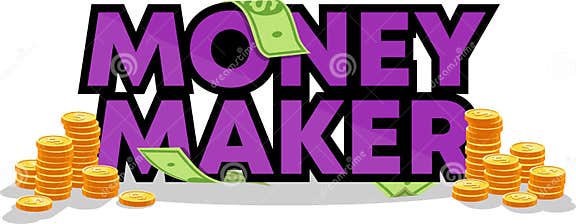 Purple Logo Money Maker with Coins and Dollars Stock Vector ...