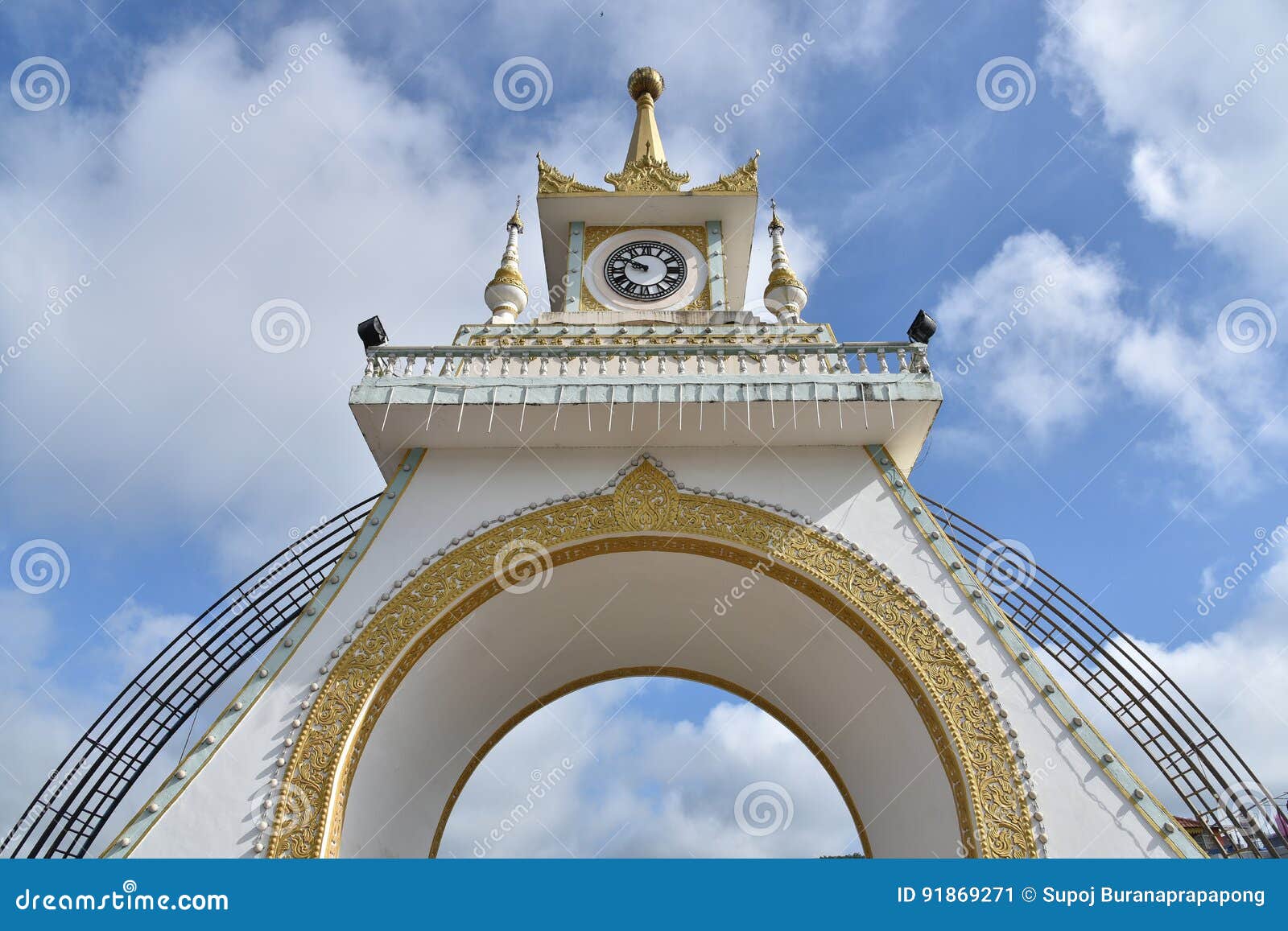 Mong Lah Township Clock Tower Bridge Shan State Myanmar Stock Image ...