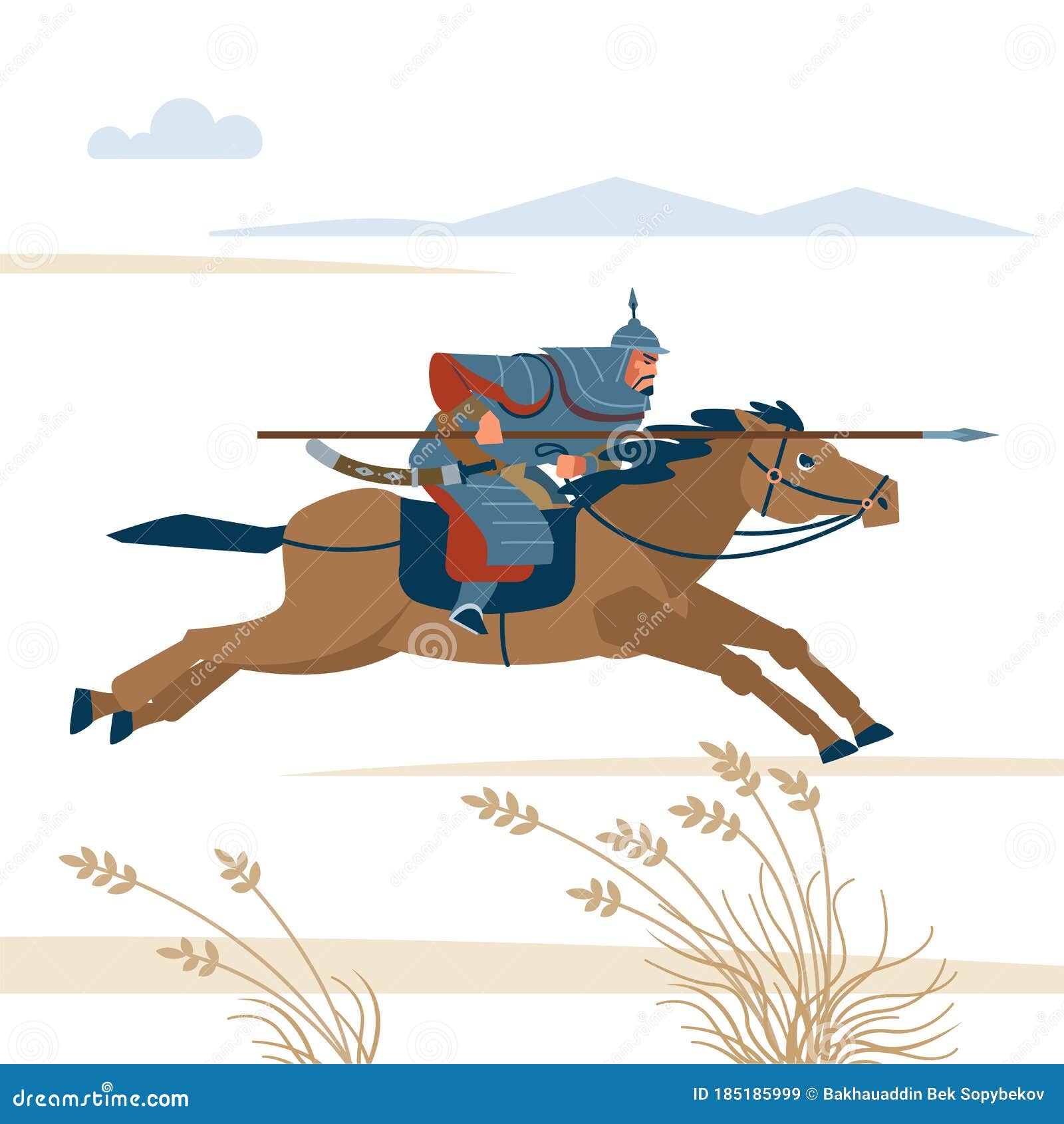 Mongol Rider. Medieval Battle Historical Illustration Stock Vector ...