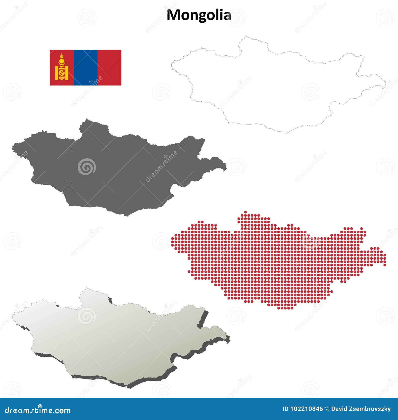 Mongolia outline map set stock vector. Illustration of territory ...