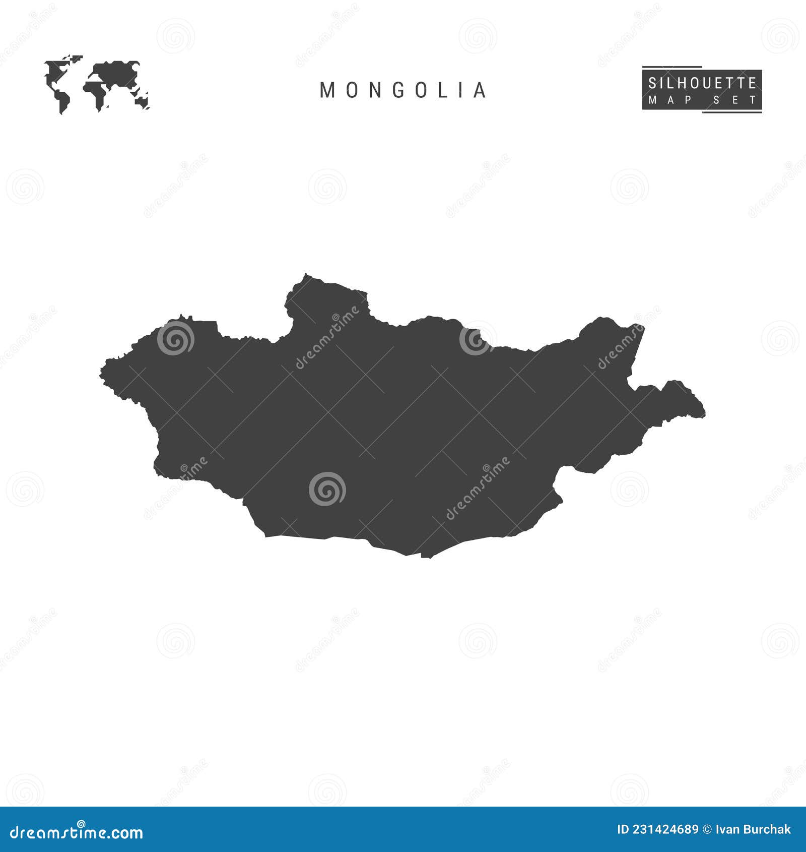 Mongolia Vector Map Isolated on White Background. High-Detailed Black ...